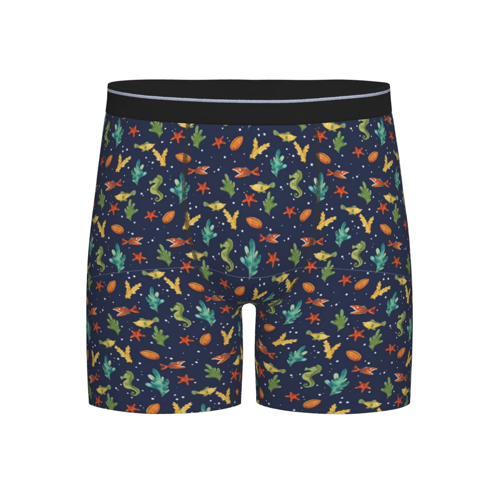 Xecao Shells and Seaweed Print Boxer Briefs for Men's Stretch Moisture ...