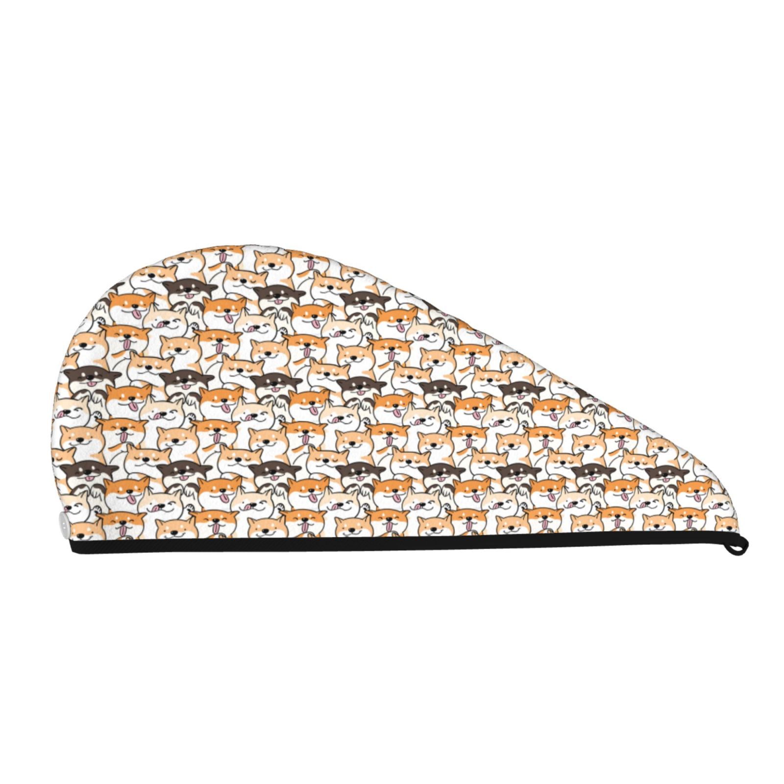 Xecao Shiba Inu Dog Print Hair Towel, Hair Turbans for Wet Hair, Drying ...
