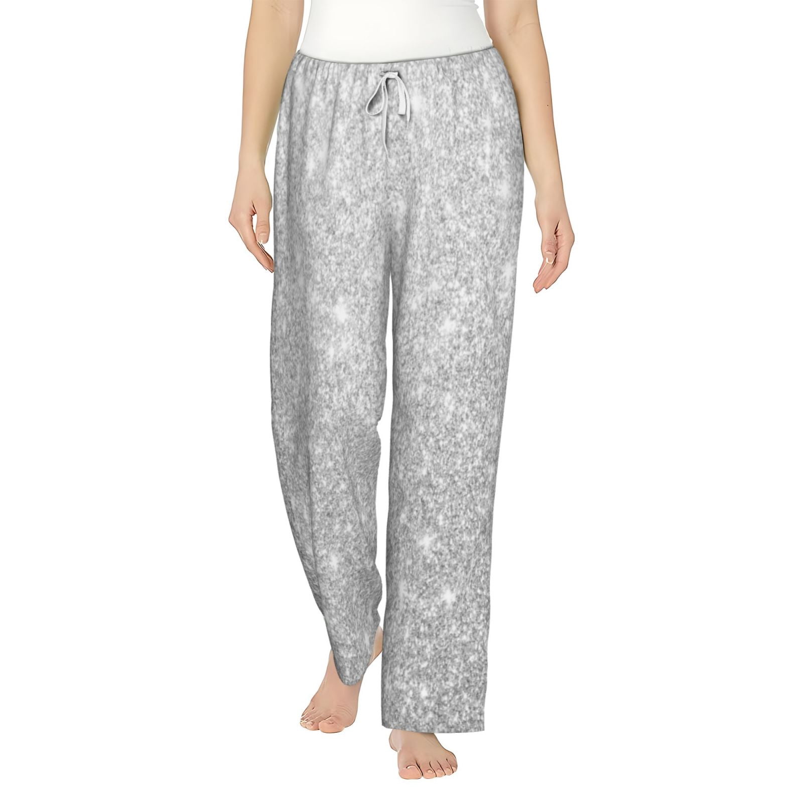 Xecao Silver Glitter Women's Straight Lounge Pajama Pants: The Epitome ...