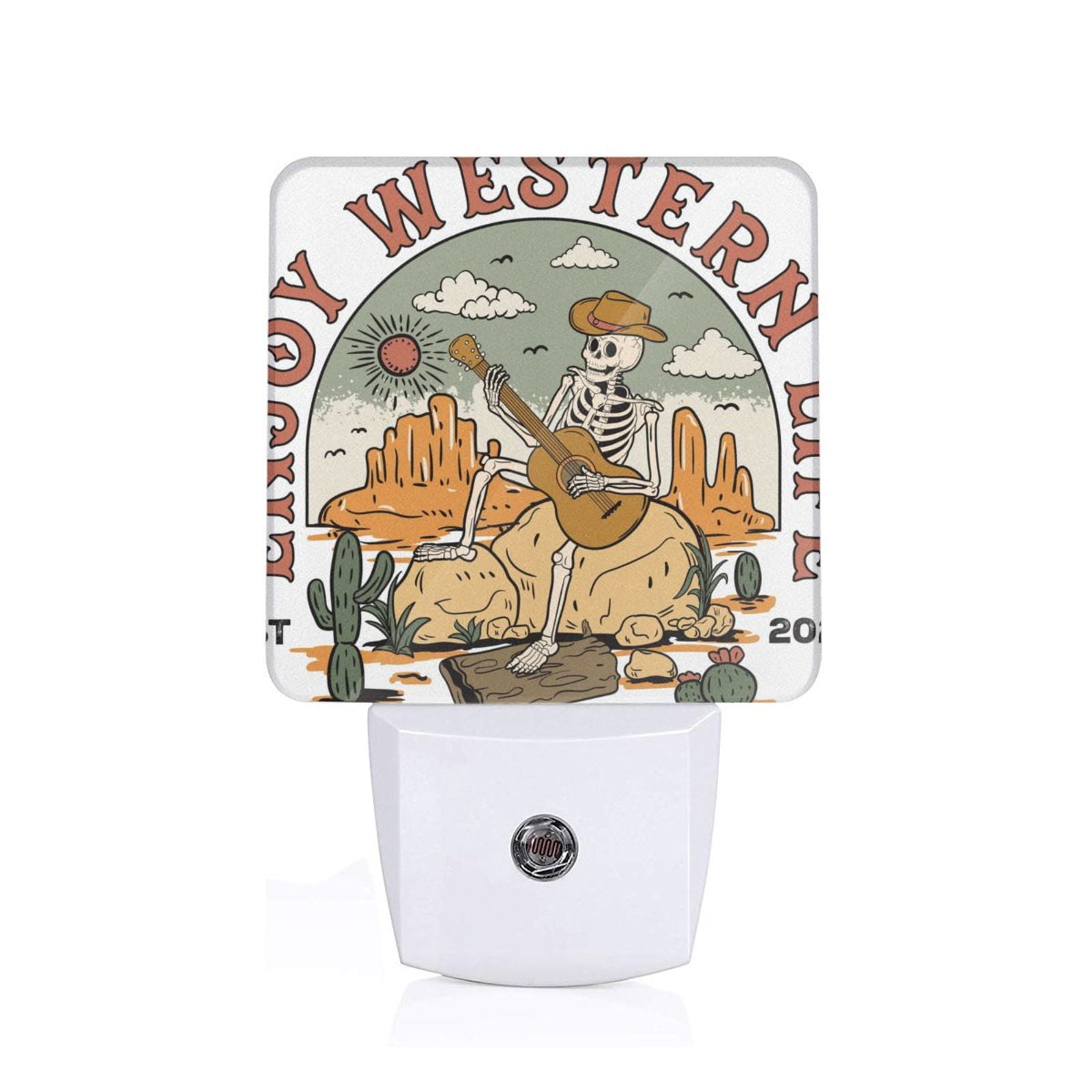 Xecao Skeleton Cowboy And Guitar for Night Light - a Wall-mounted LED ...