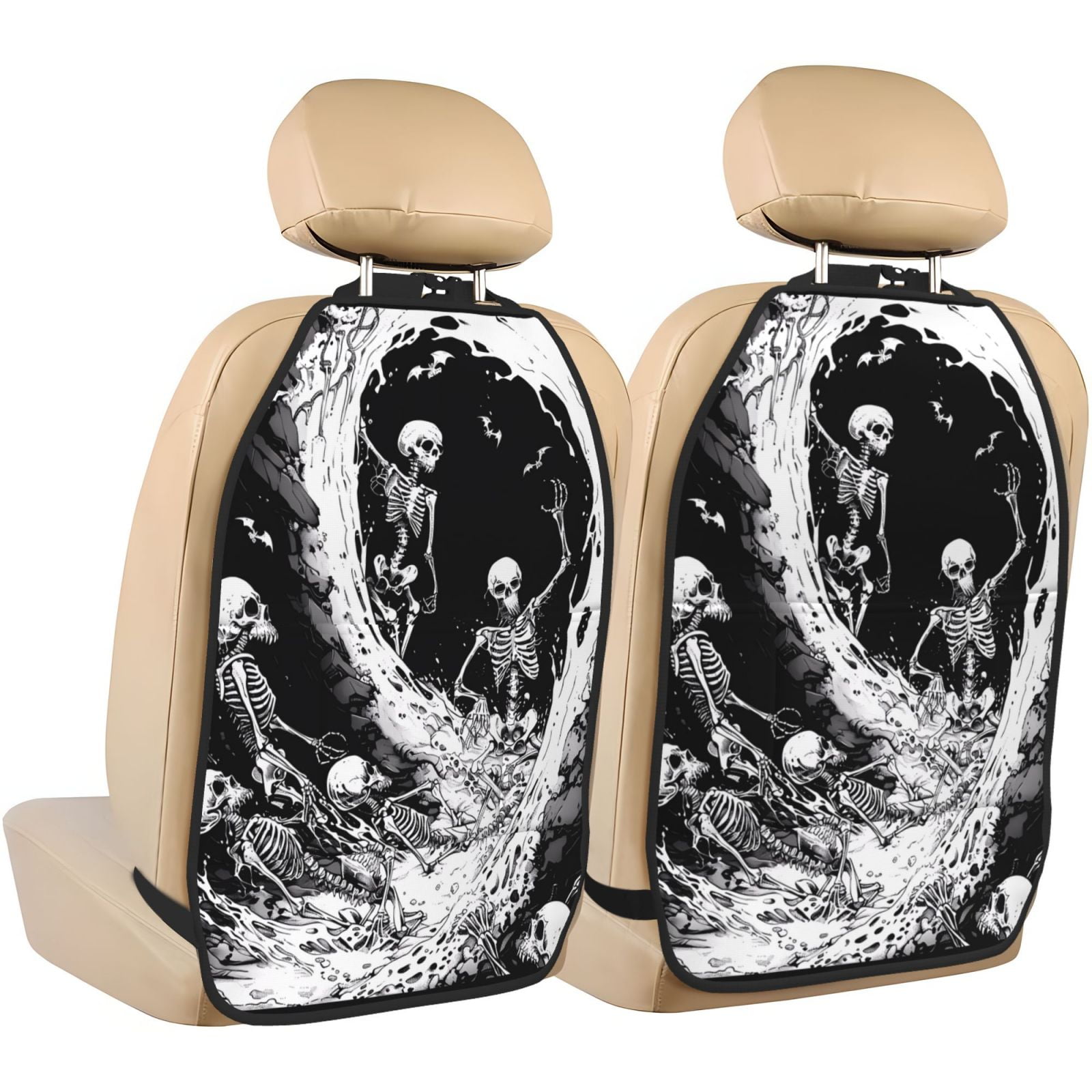 Xecao Skeleton Wave Artwork Pattern Car Seat Back Protector 2 Pack ...