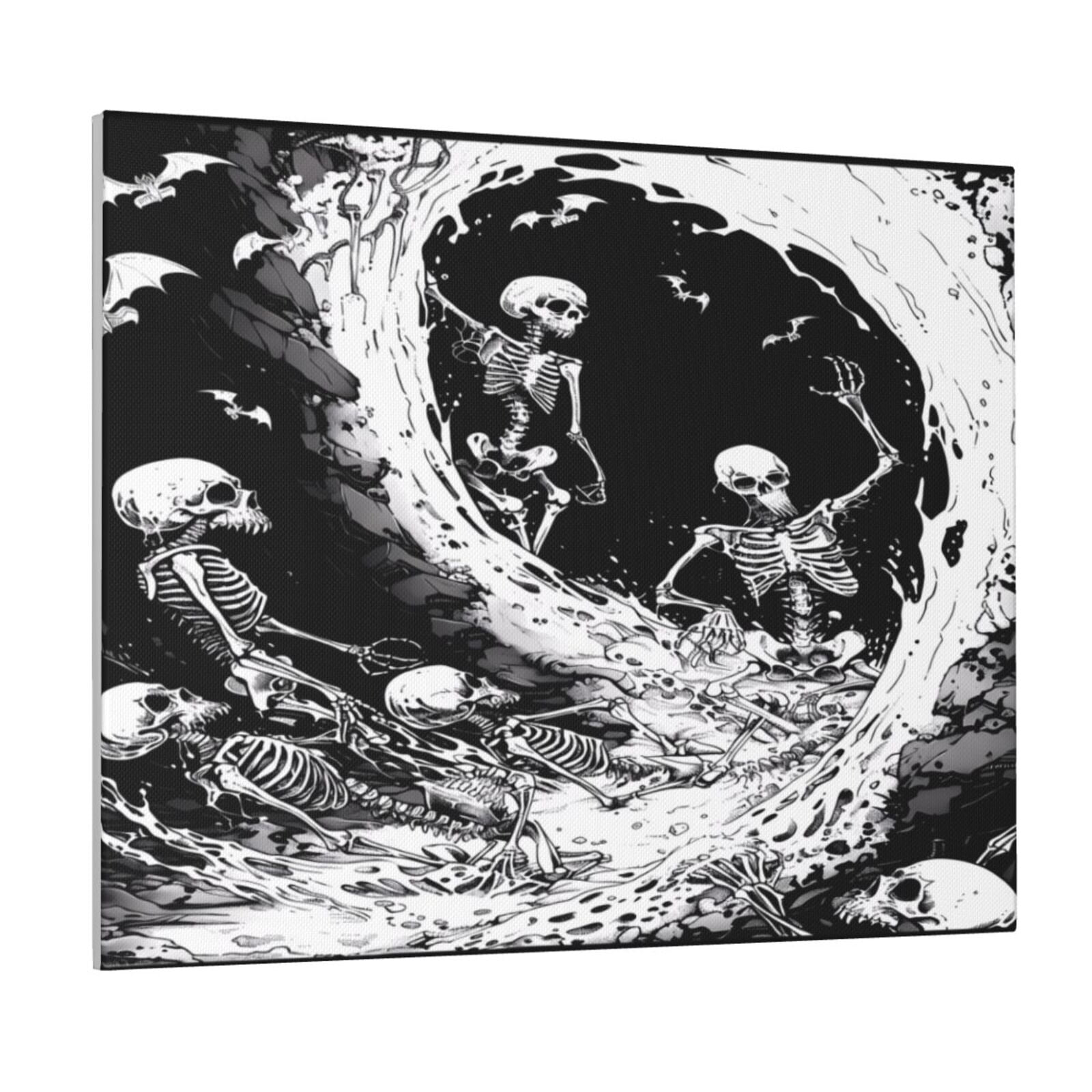 Xecao Skeleton Wave Artwork for Waterproof Framed Canvas Art - Modern ...