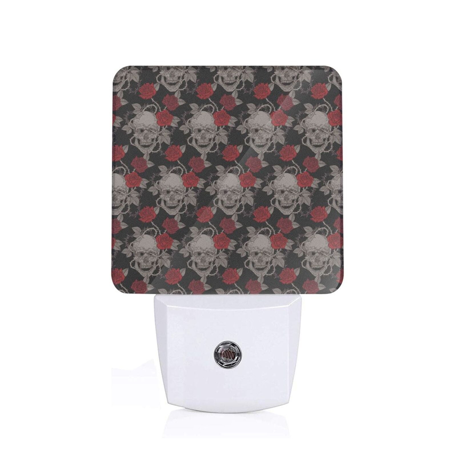 Xecao Skull and Red Roses for Night Light - a Wall-mounted LED Fixture ...