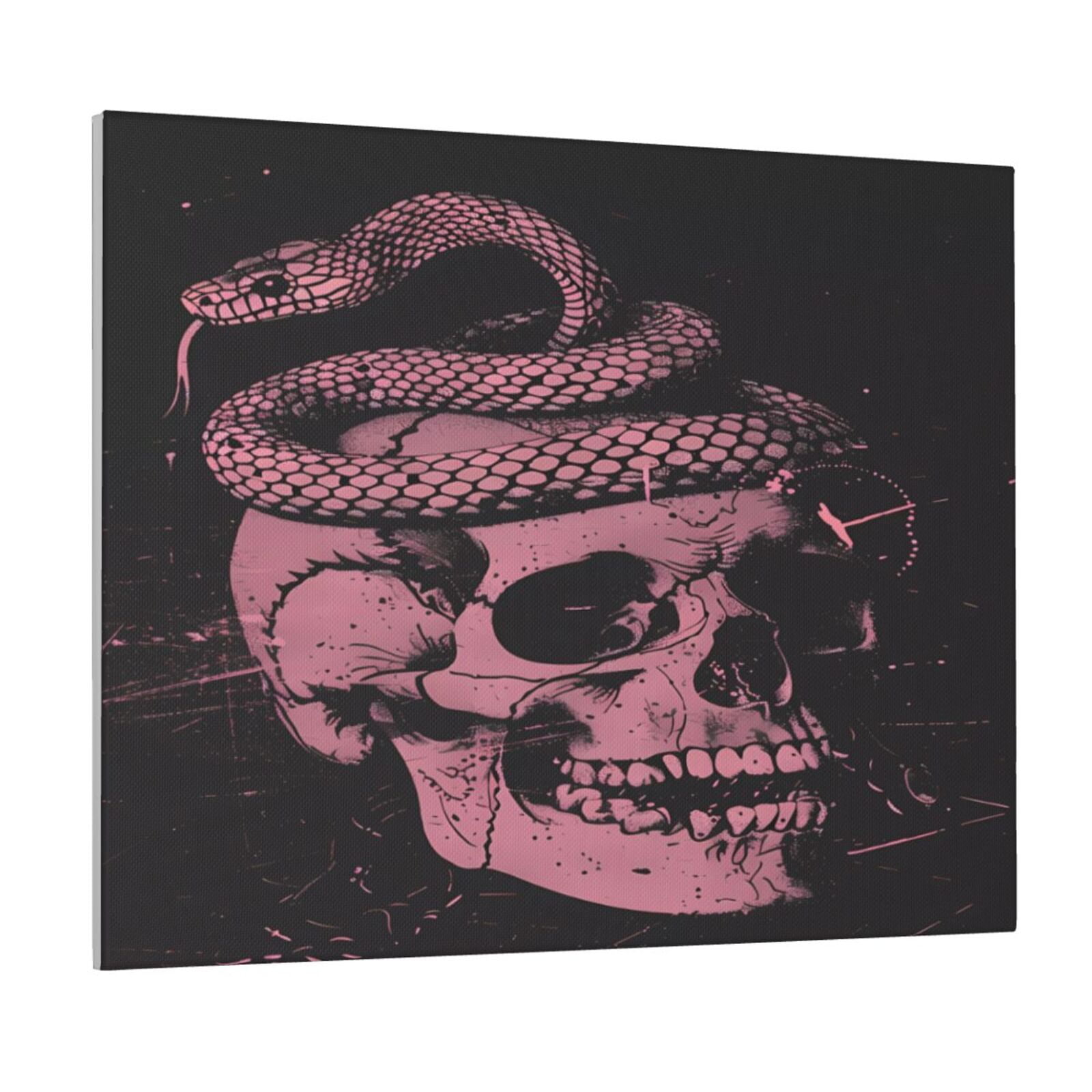 Xecao Skull and Snake Art for Waterproof Framed Canvas Art - Modern ...