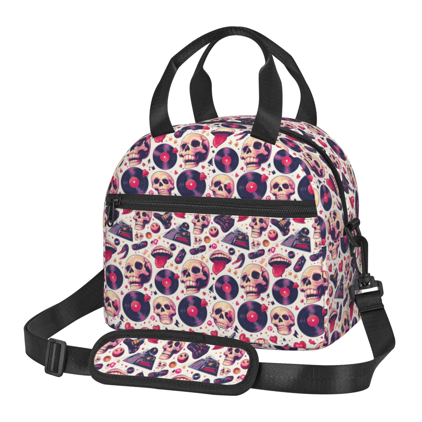 Xecao Skull lips record Guitar Print Insulated Lunch Box, Lunch Cags ...