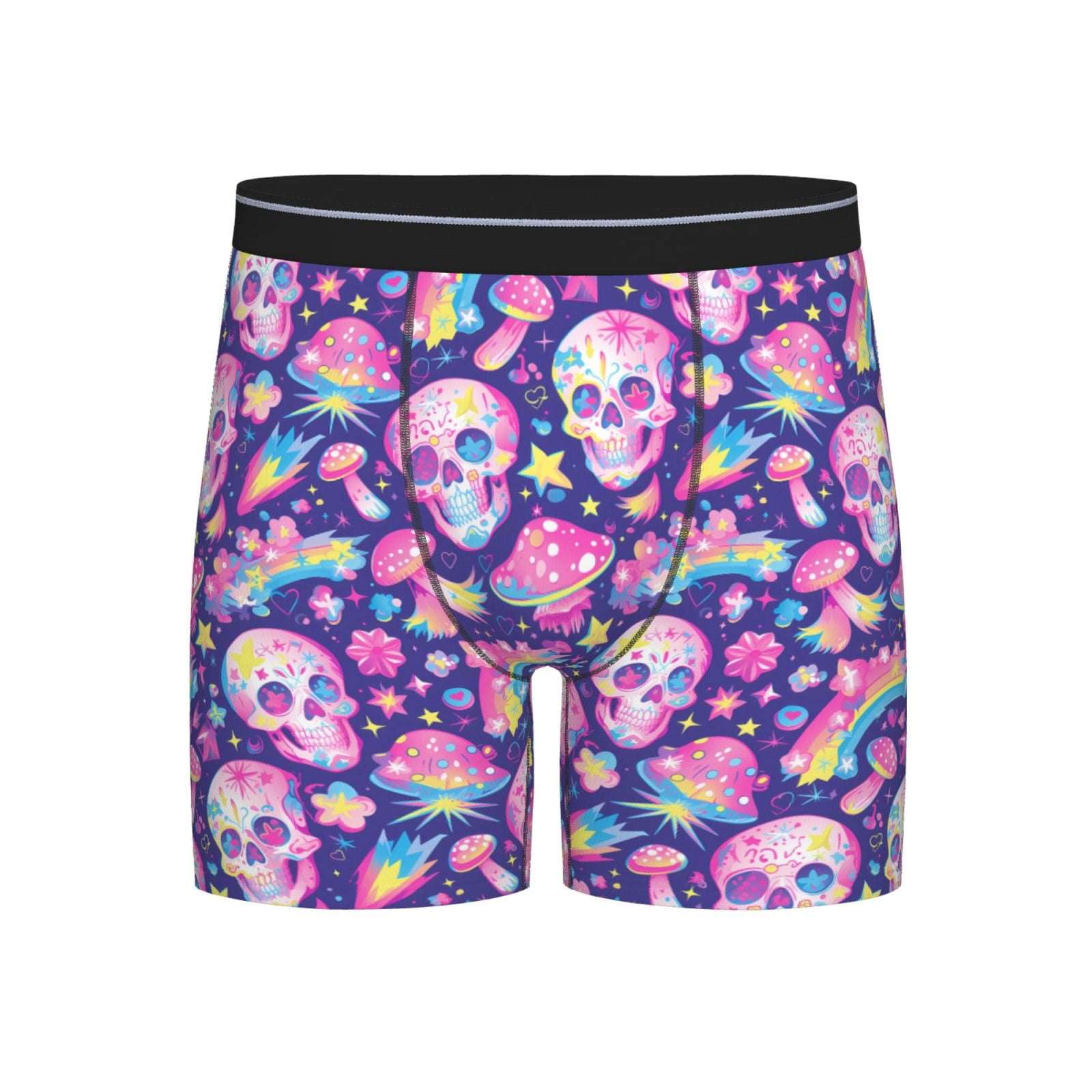 Xecao Skull rainbow mushroom colorful Print Boxer Briefs for Men's ...