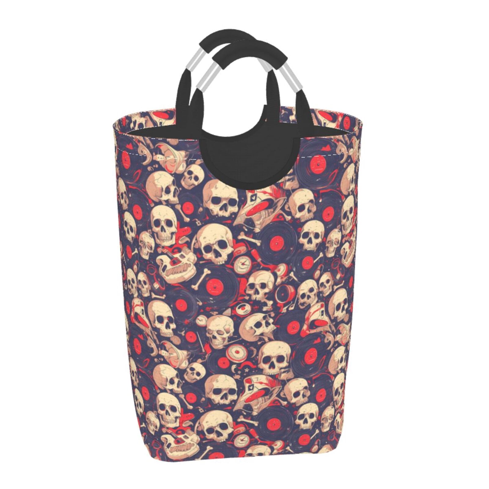 Xecao Skull rock music record for Laundry Basket,Collapsible Large ...