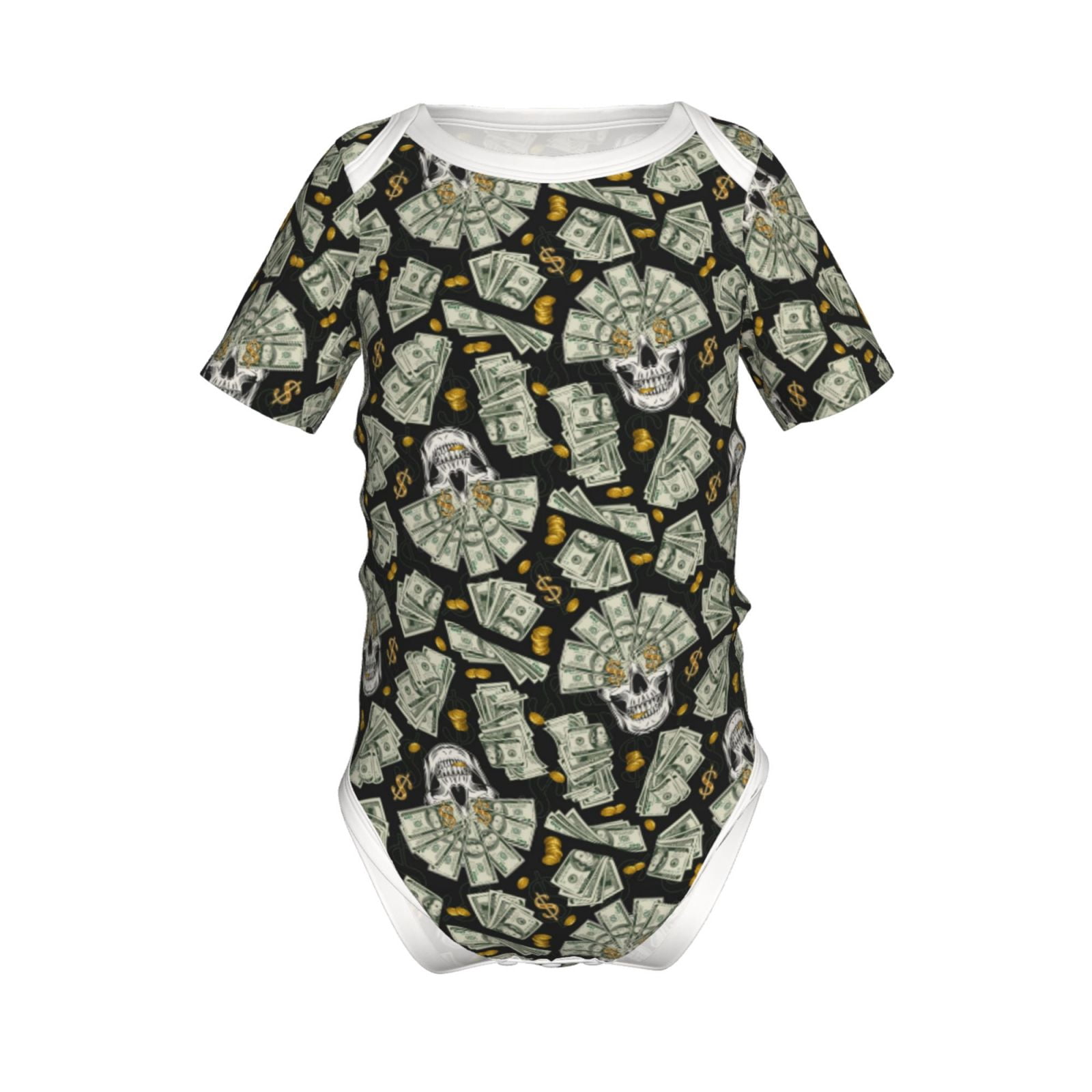 Xecao Skull with Dollar Pattern Baby Climbing Bodysuit Short Sleeve ...