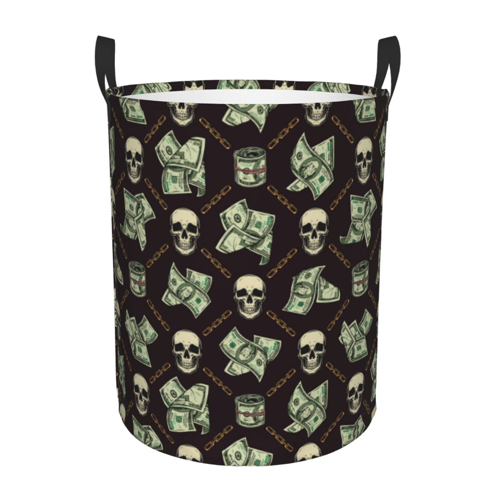 Xecao Skulls Gold Chains Dollar Print Laundry Hamper Basket,designed ...