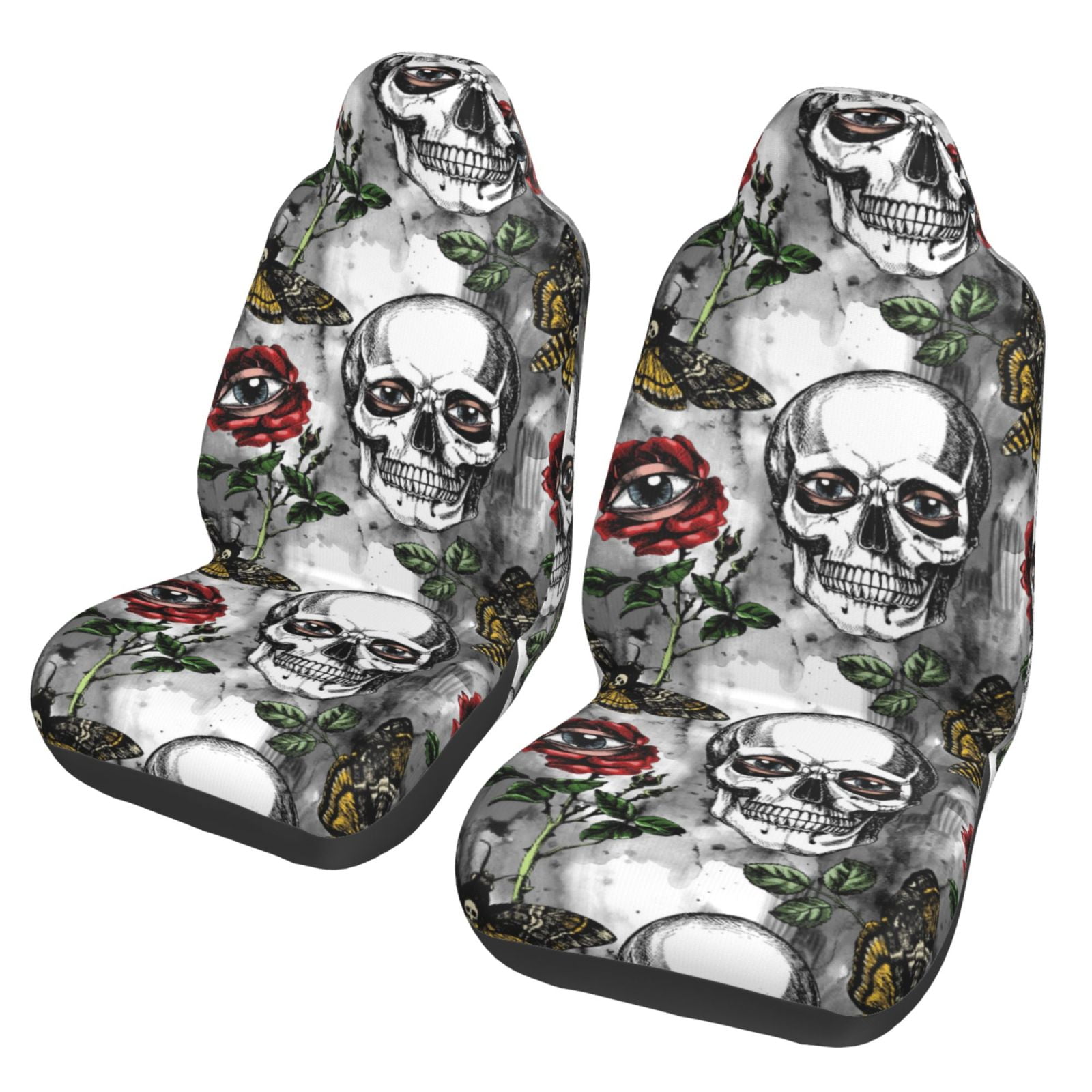 Xecao Skulls Roses Print Car Seat Cover in That Fits Most Cars, Vans ...
