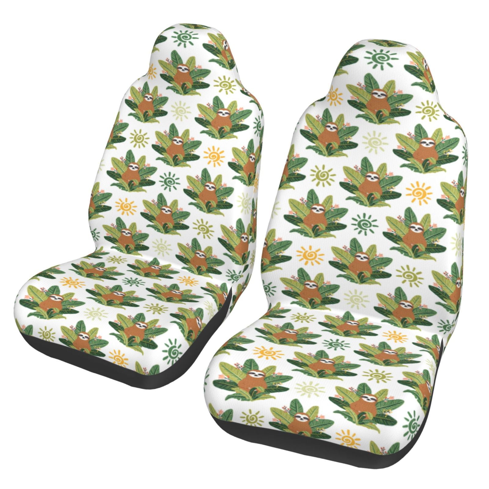 Xecao Sloth Sitting Tropical Leaves Print Car Seat Cover in That Fits ...