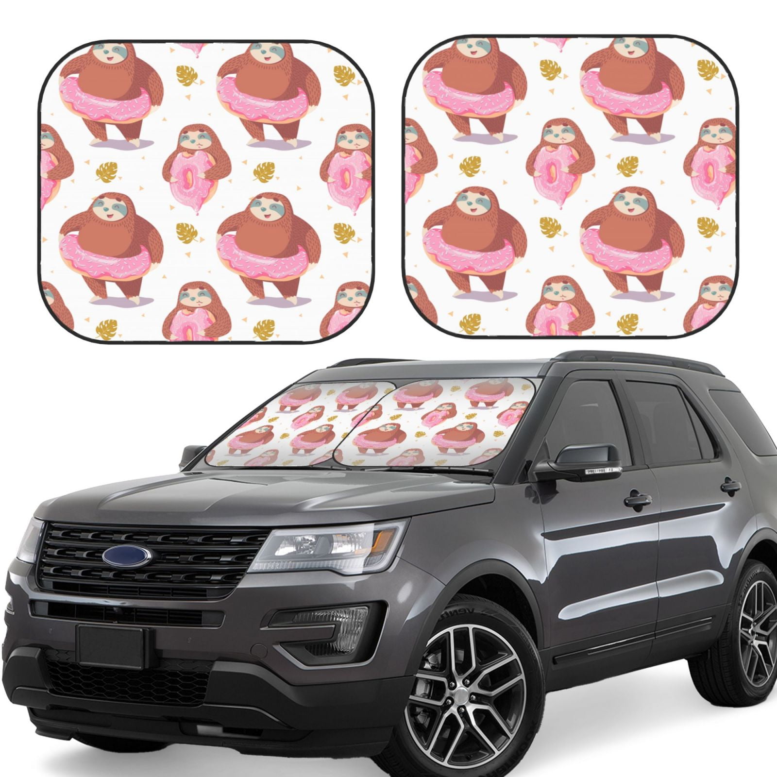 Xecao Sloth with Donuts1 for Foldable Car Sun Shades (2-Pack) offer sun ...