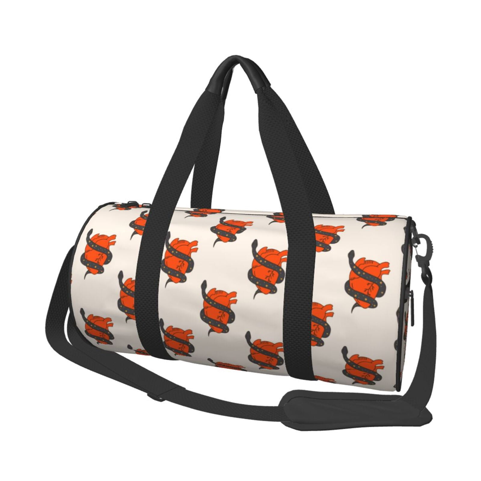 Xecao Snake Around Heart Print Travel Duffle Bag, Bag Carry On Tote ...