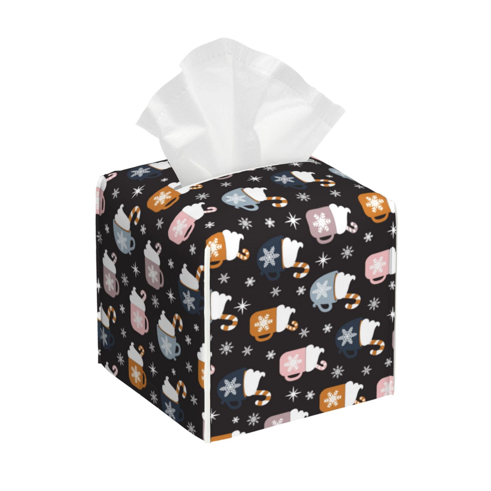 Xecao Snowflake Cream Hot Cocoa for Tissue Box Cover Holder Square ...