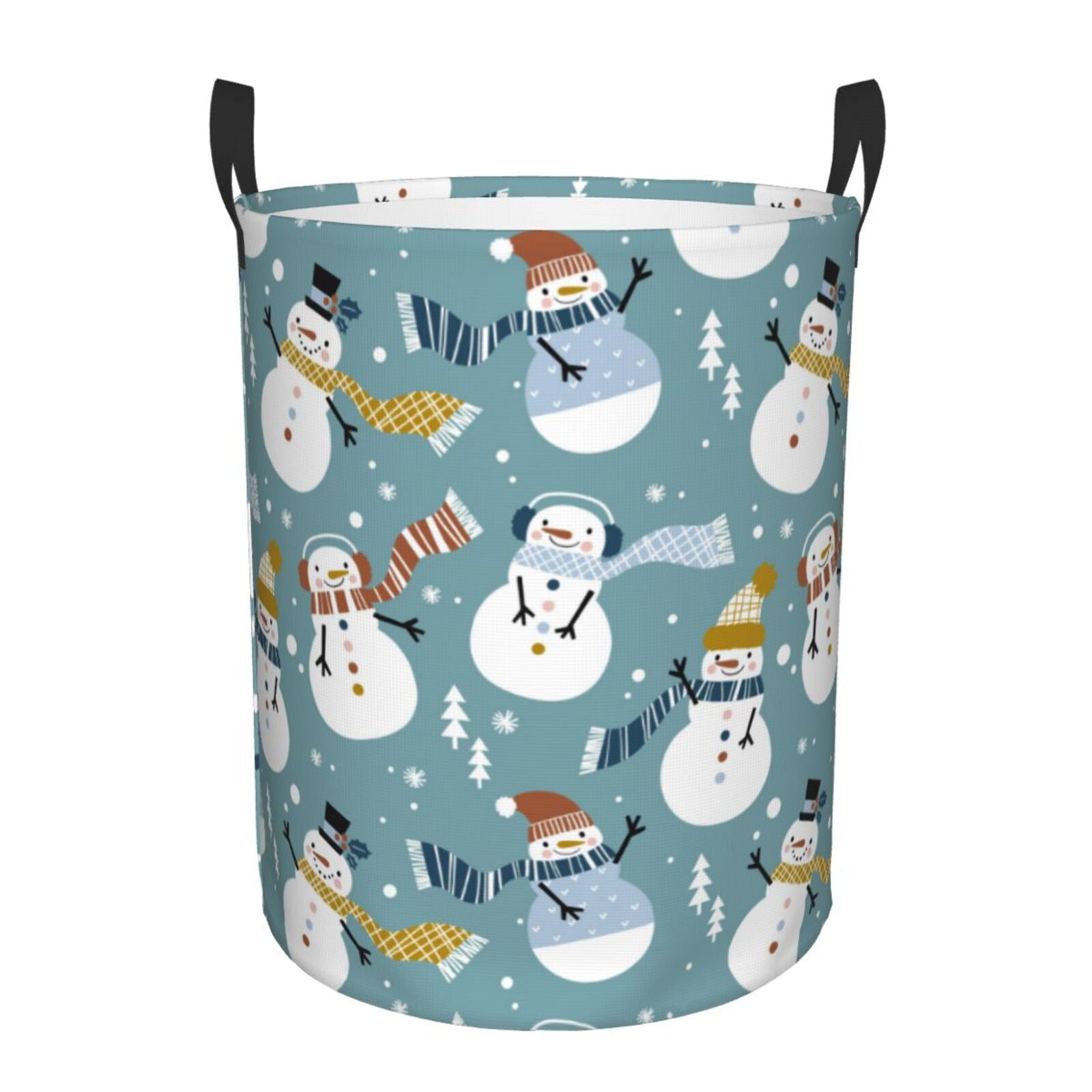 Xecao Snowflake Scarf Snowman Print Laundry Basket,Laundry Hamper ...