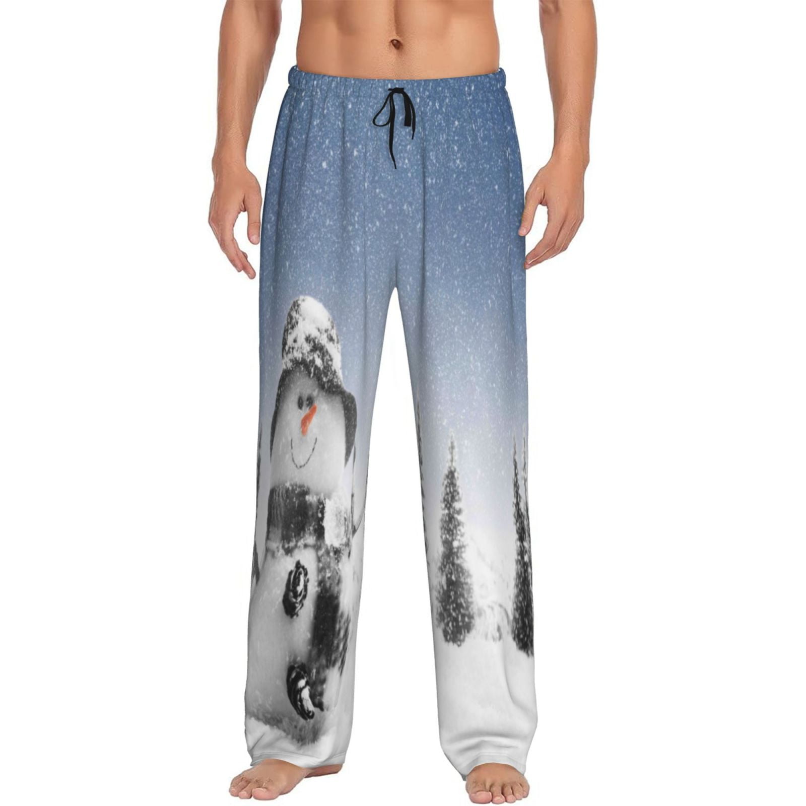 Xecao Snowman And Christmas Tree Men's Straight Lounge Pajama Pants ...