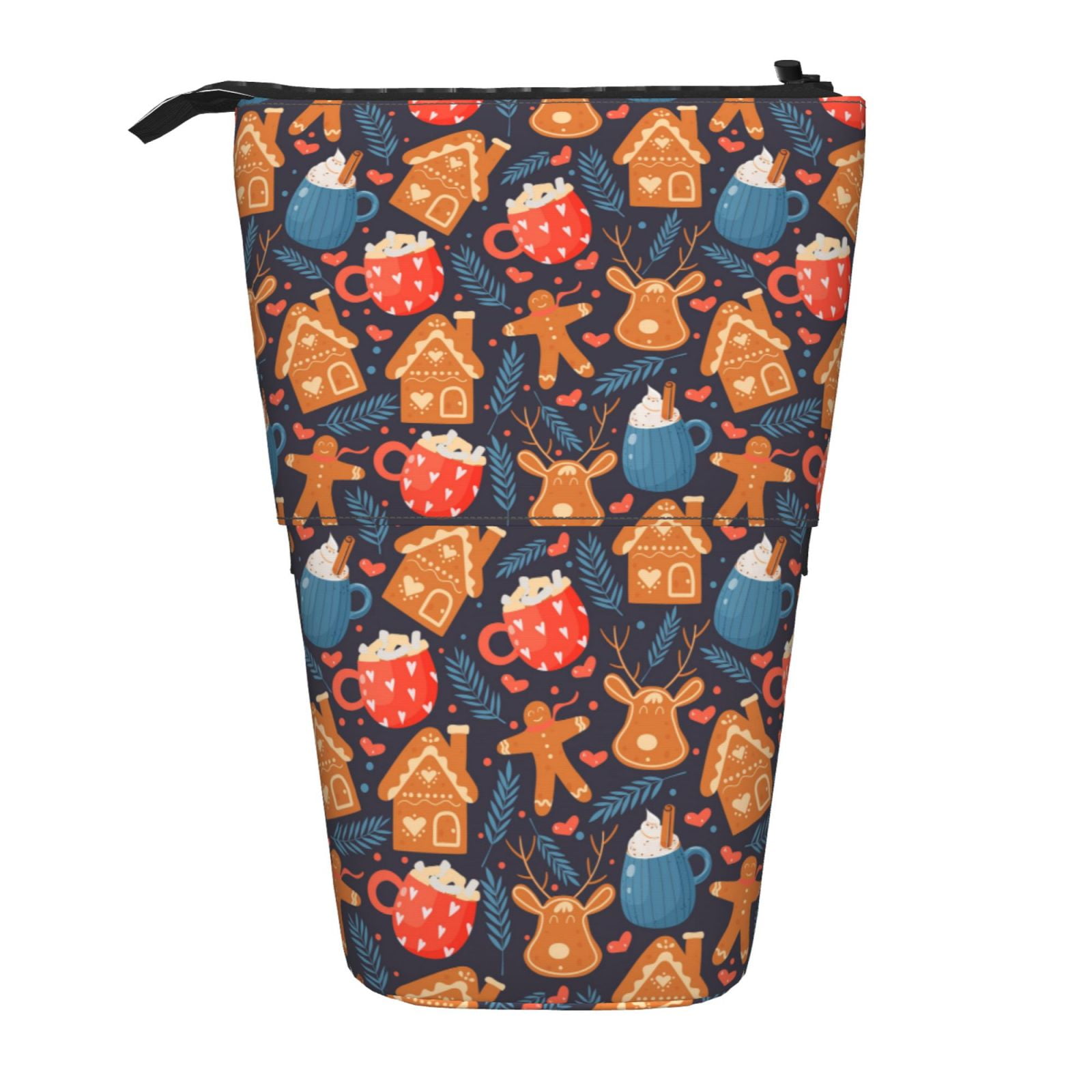 Xecao Snowman house leaf Print Telescopic Pencil Bag Pen Holder Pop Up ...