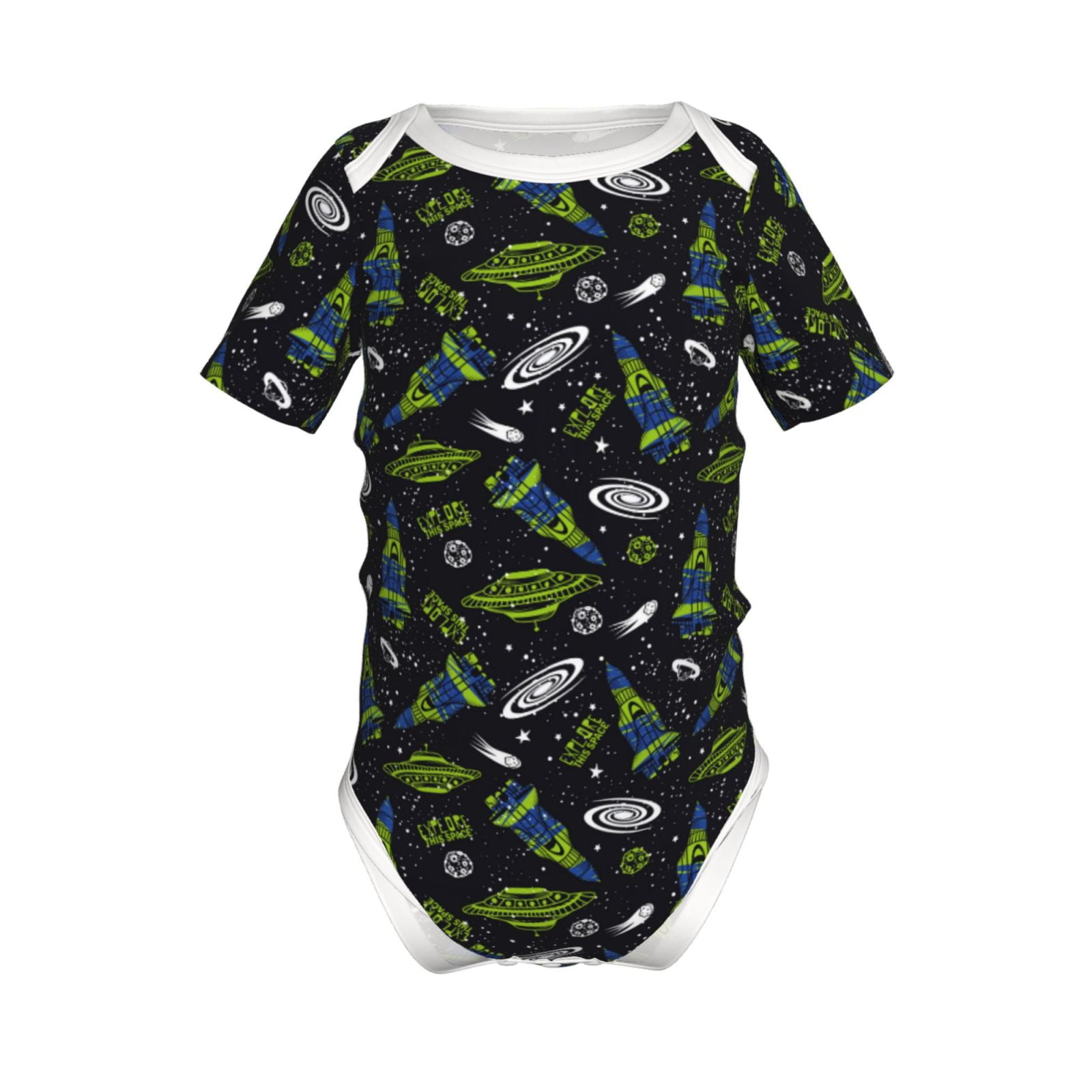 Xecao Space Rockets Pattern Baby Climbing Bodysuit Short Sleeve Onesie ...
