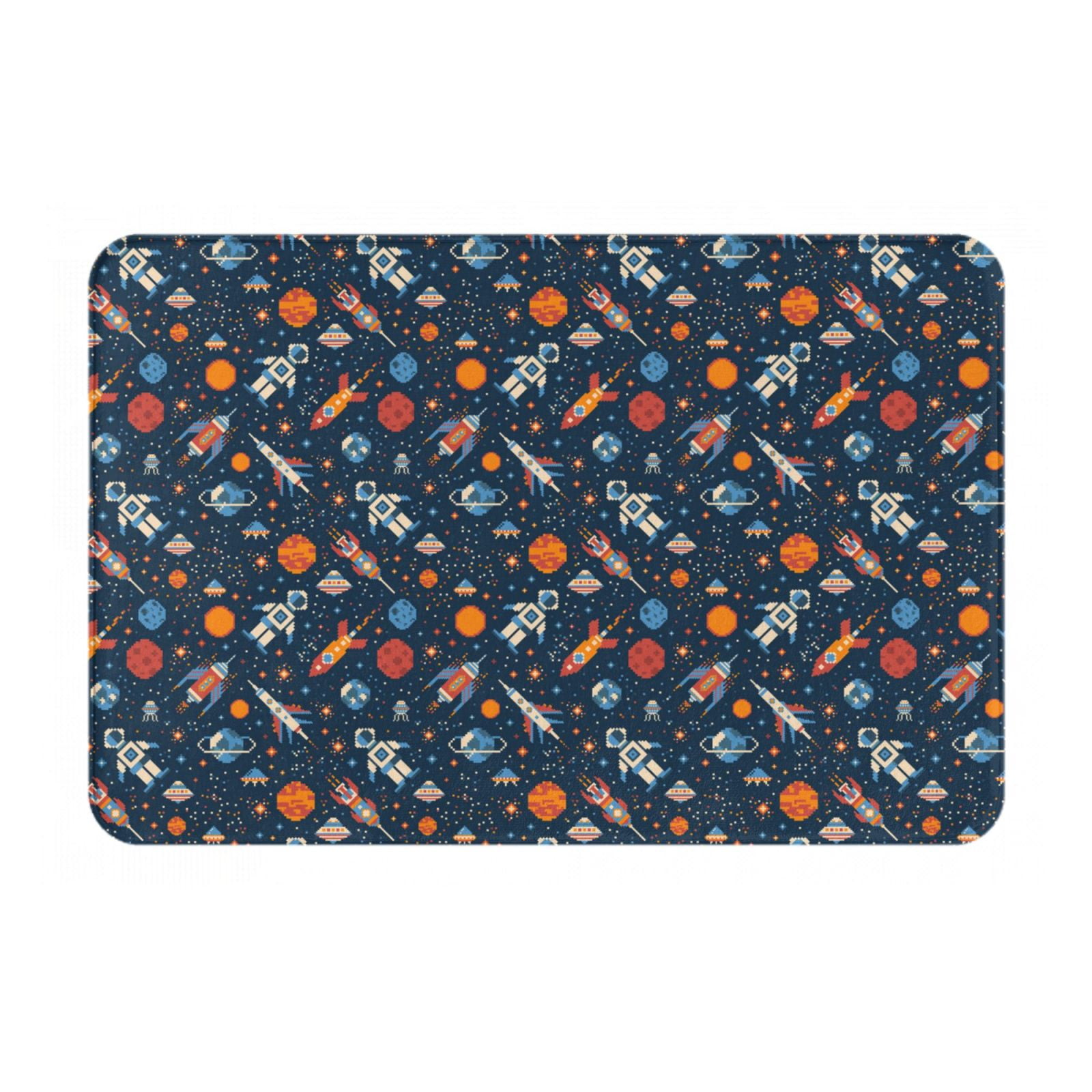 Xecao Spaceships And Stars In Outer Space print Flannel Mat: Non-slip ...