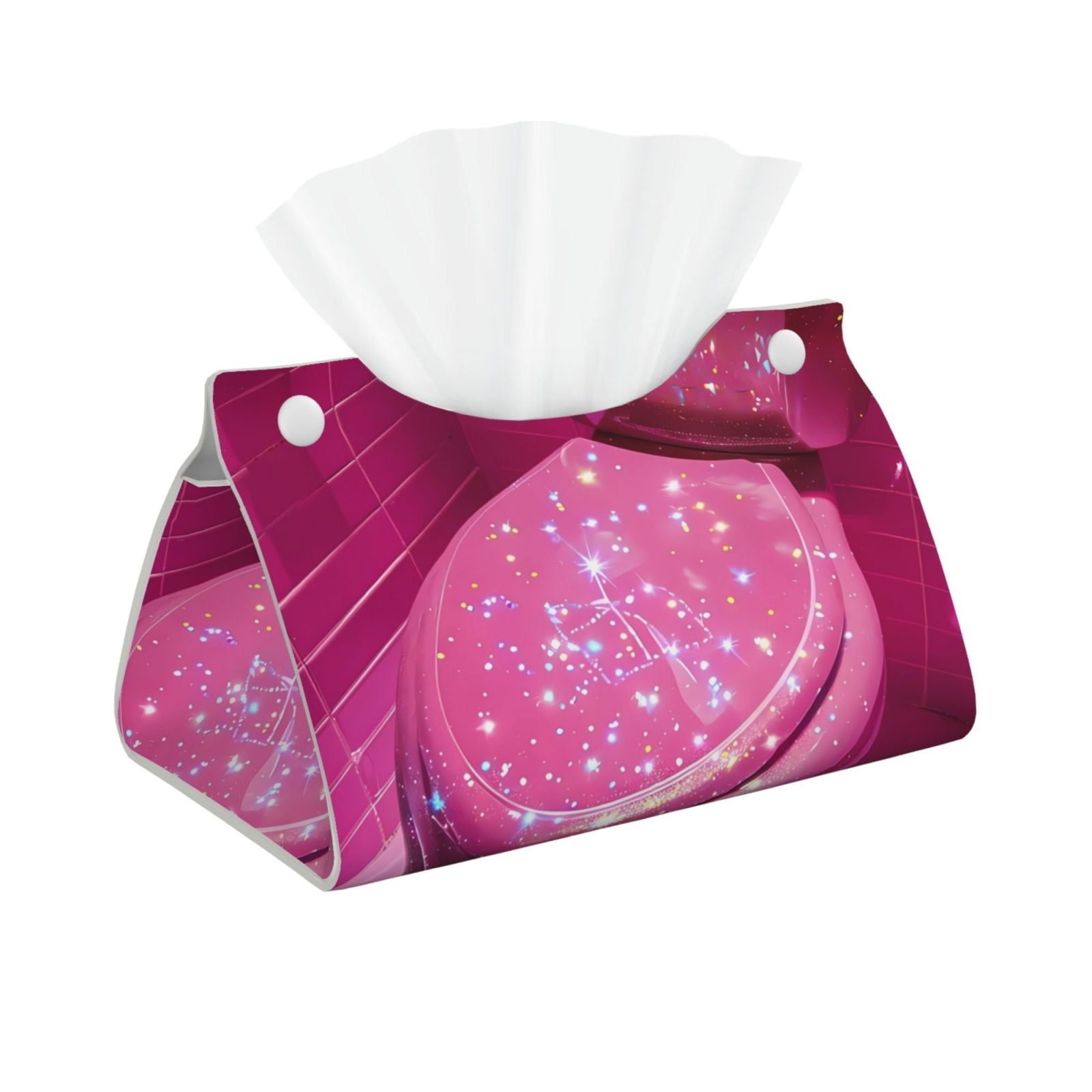 Xecao Sparkling Pink Toilet Print Tissue Box Cover,Modern PVC Leather ...