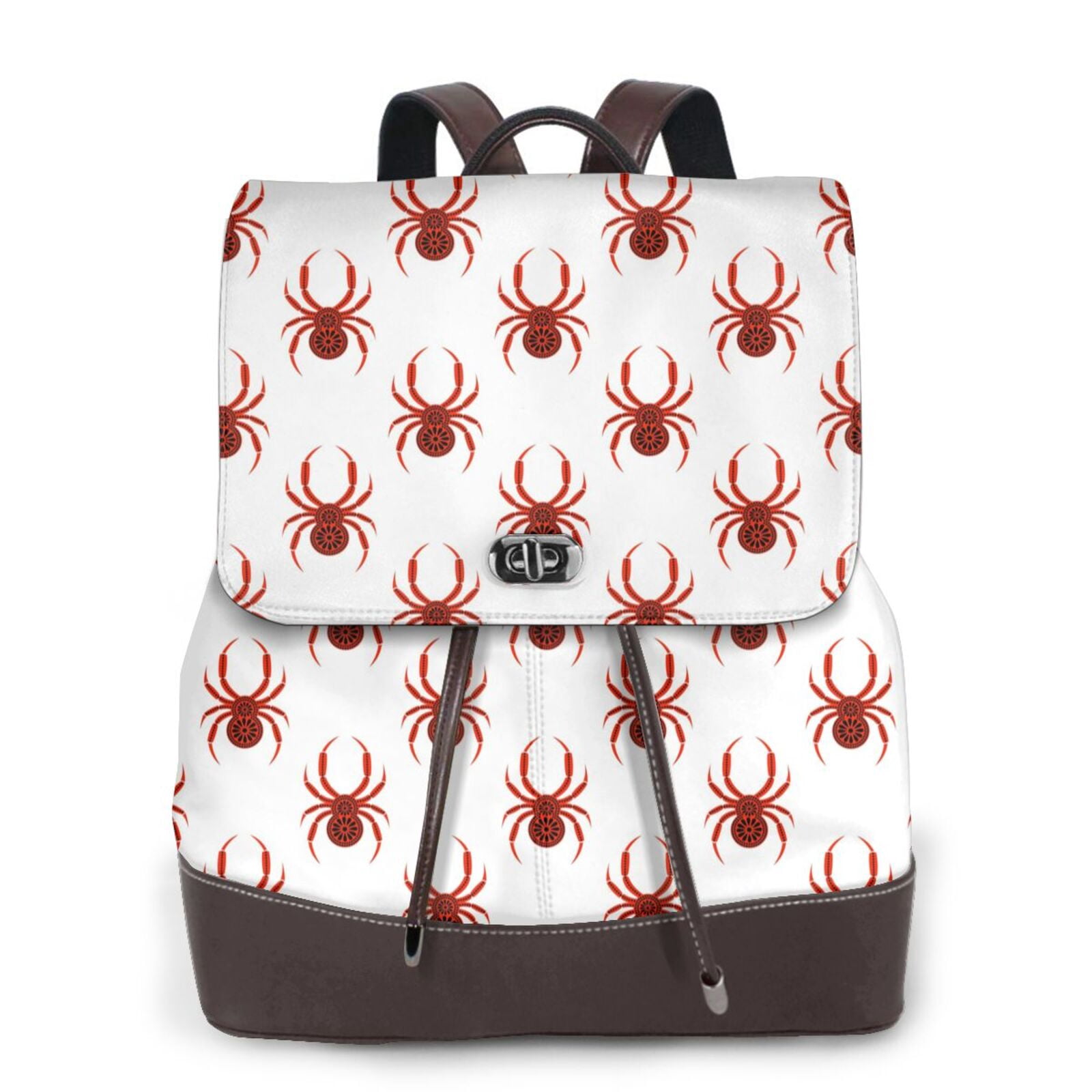 Xecao Spiders Insects Print Large Backpack Soft Leather for Women ...