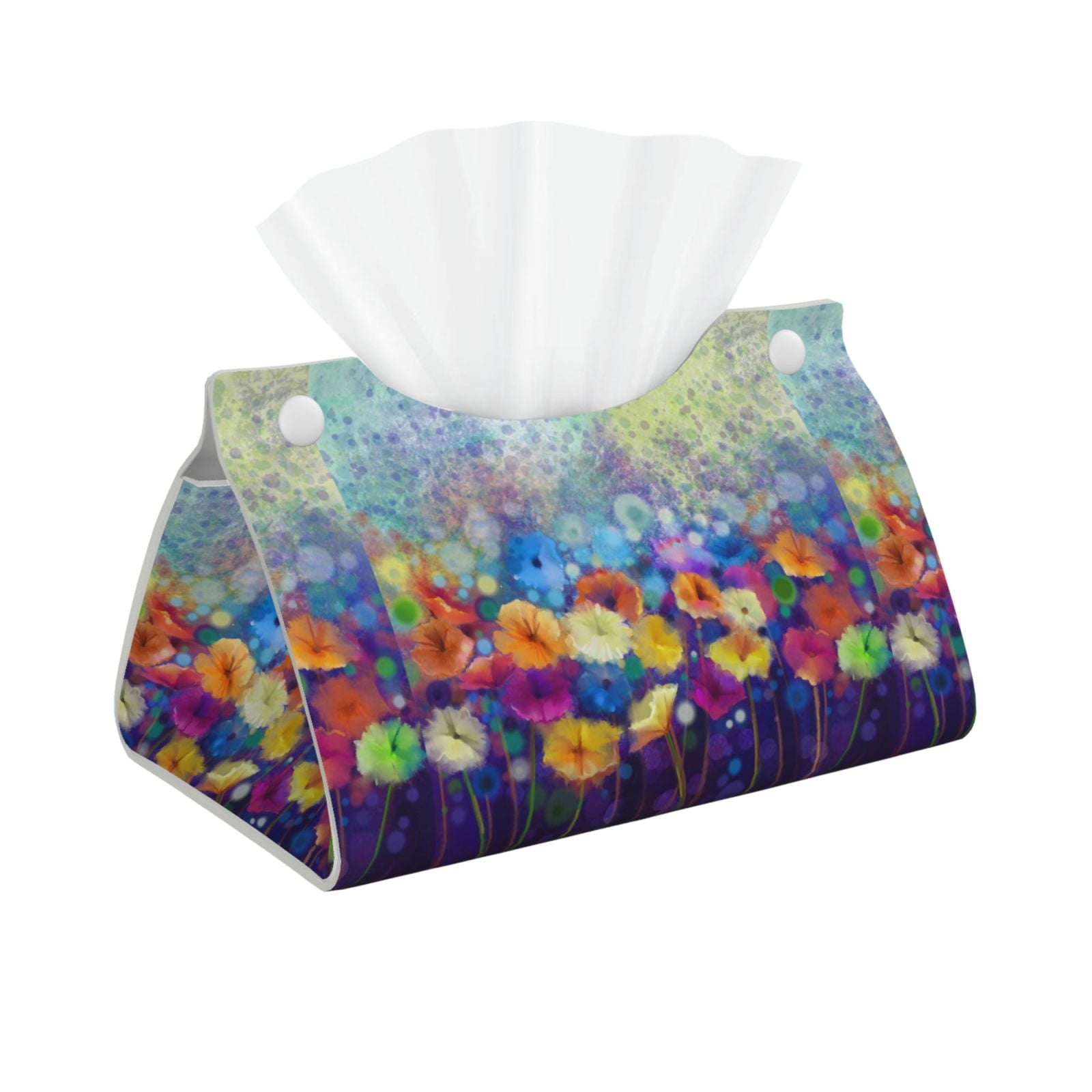 Xecao Spring Flower Seasonal Print Tissue Box Cover,Modern PVC Leather ...