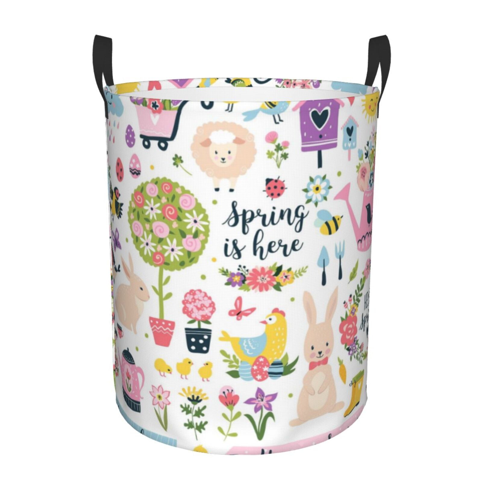 Xecao Spring Flowers Birds Print Laundry Hamper Basket,designed for ...