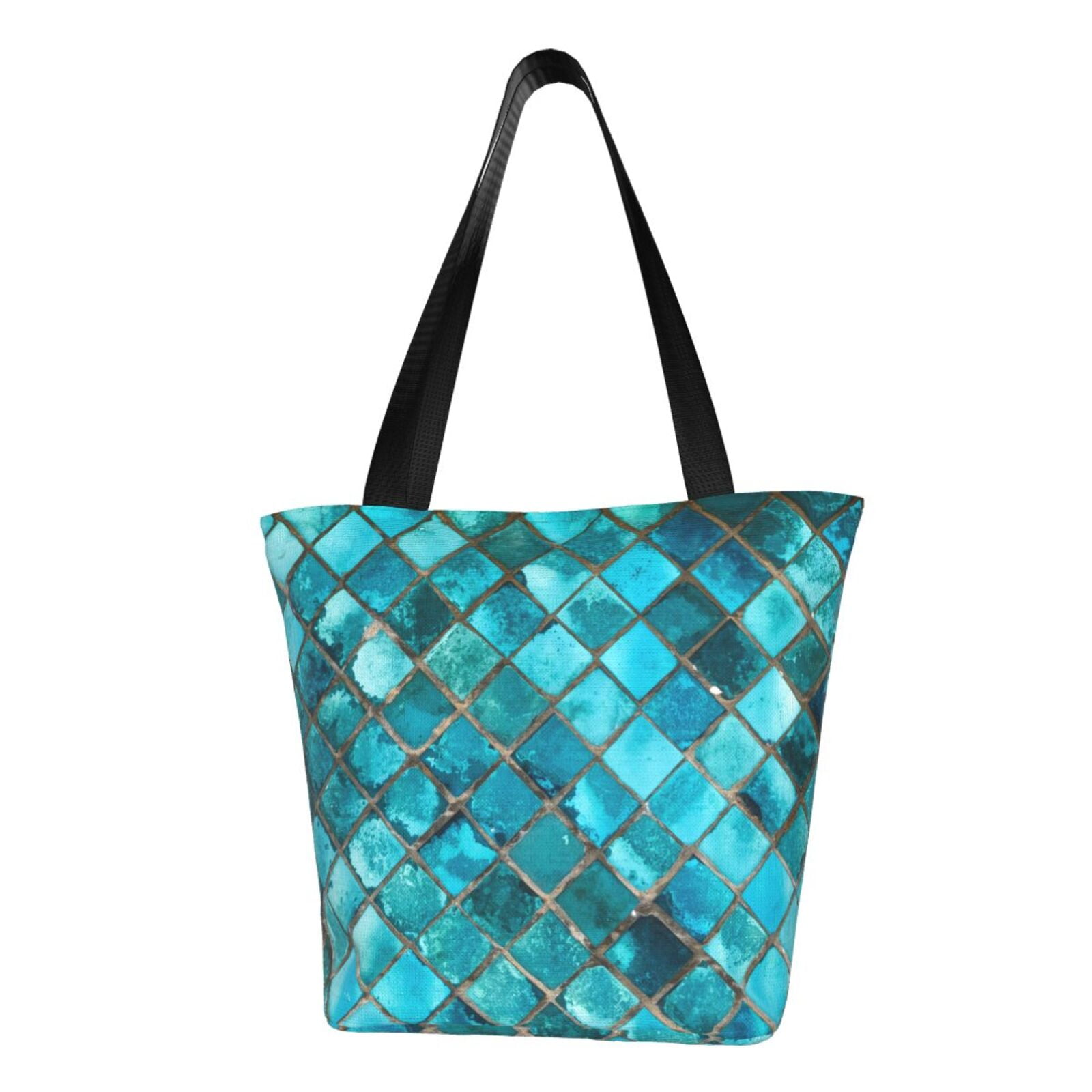 Xecao Square Glass Mosaic for Tote Bag for Women -Tote Shoulder Bag with A Little Pocket Inside ...