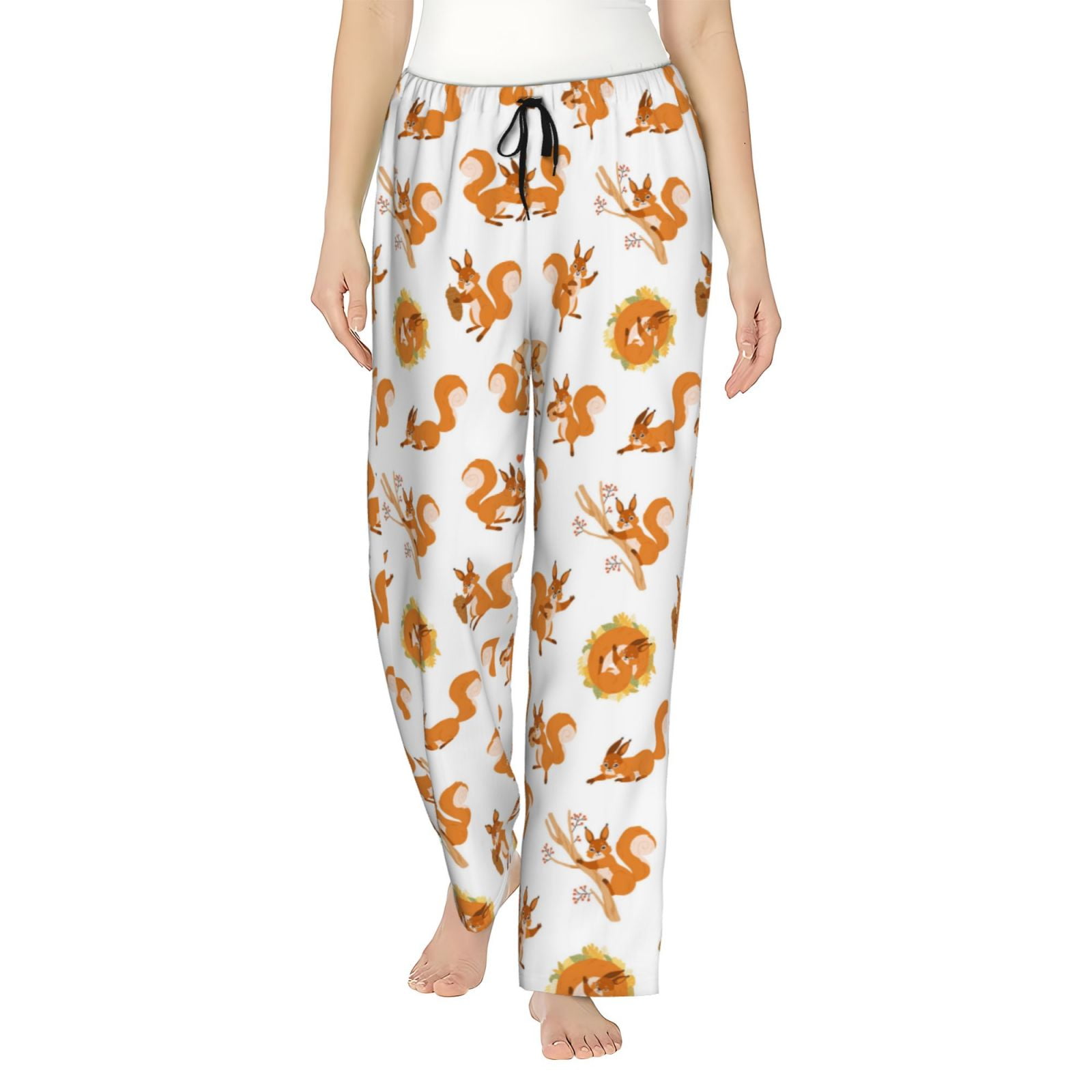 Xecao Squirrel Playing Women's Straight Lounge Pajama Pants: The ...