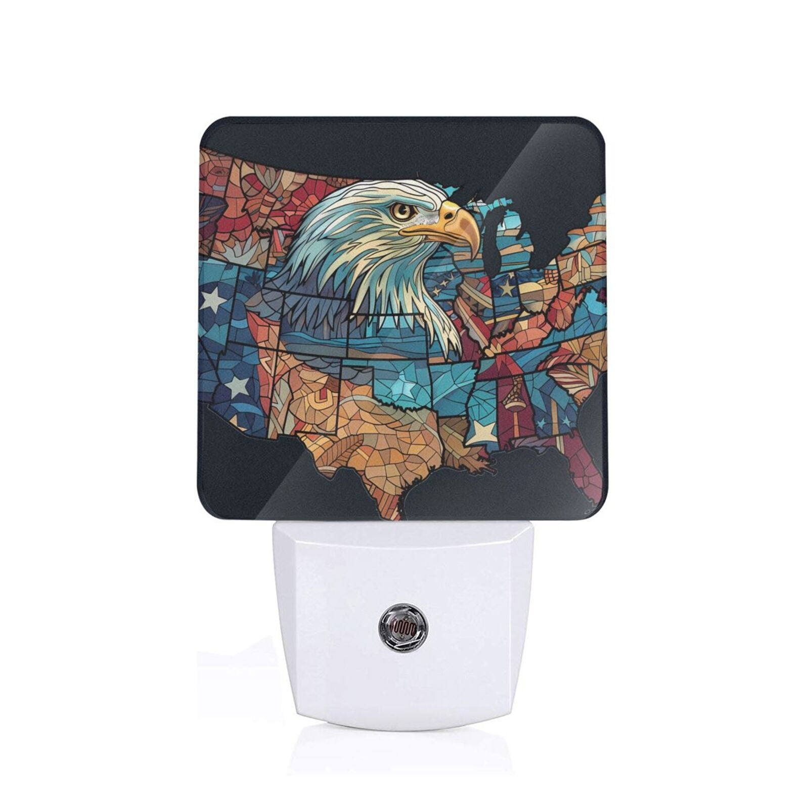 Xecao Stained Glass Eagle USA for Night Light - a Wall-mounted LED ...