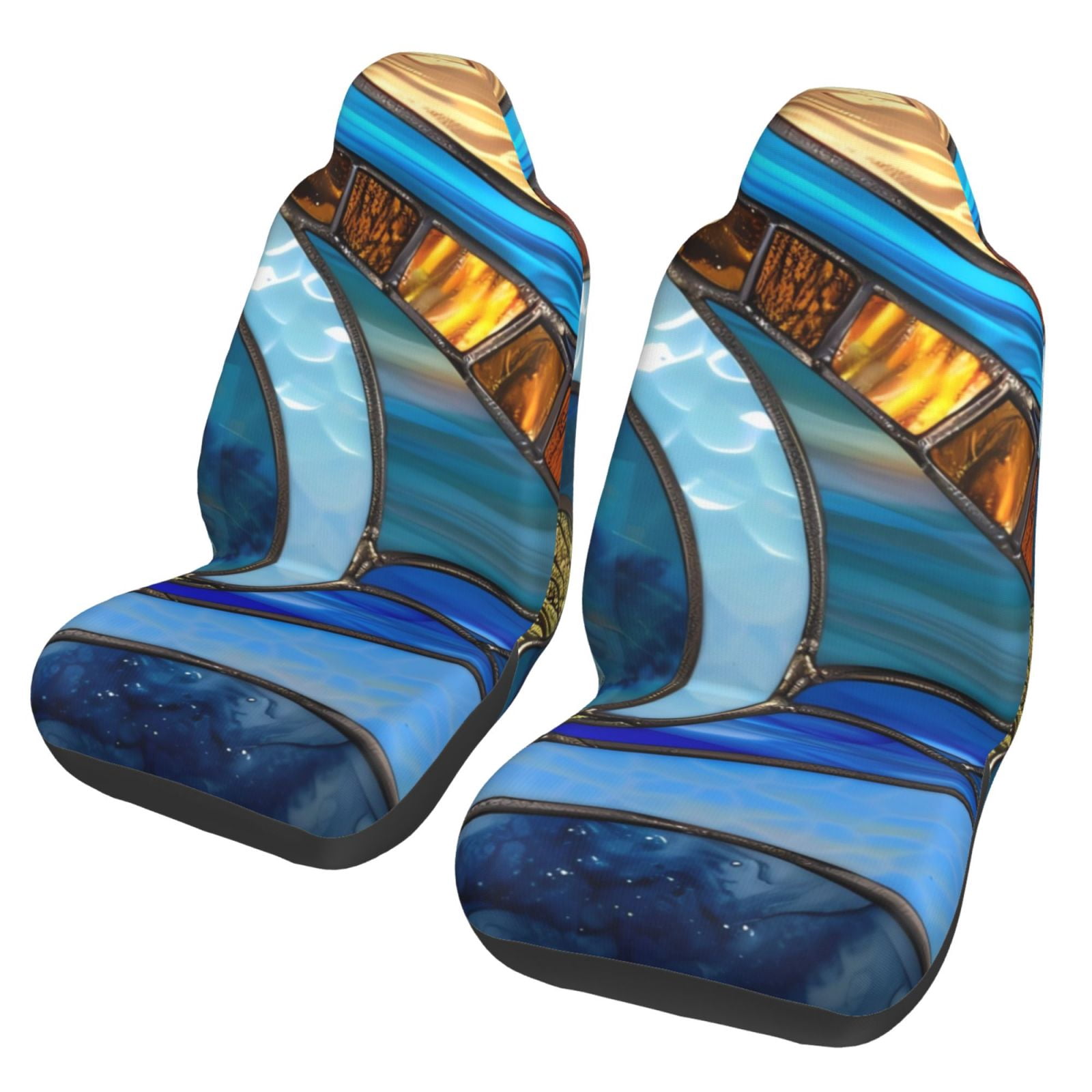 Xecao Stained Glass Ocean Wave Print Car Seat Cover in That Fits Most ...