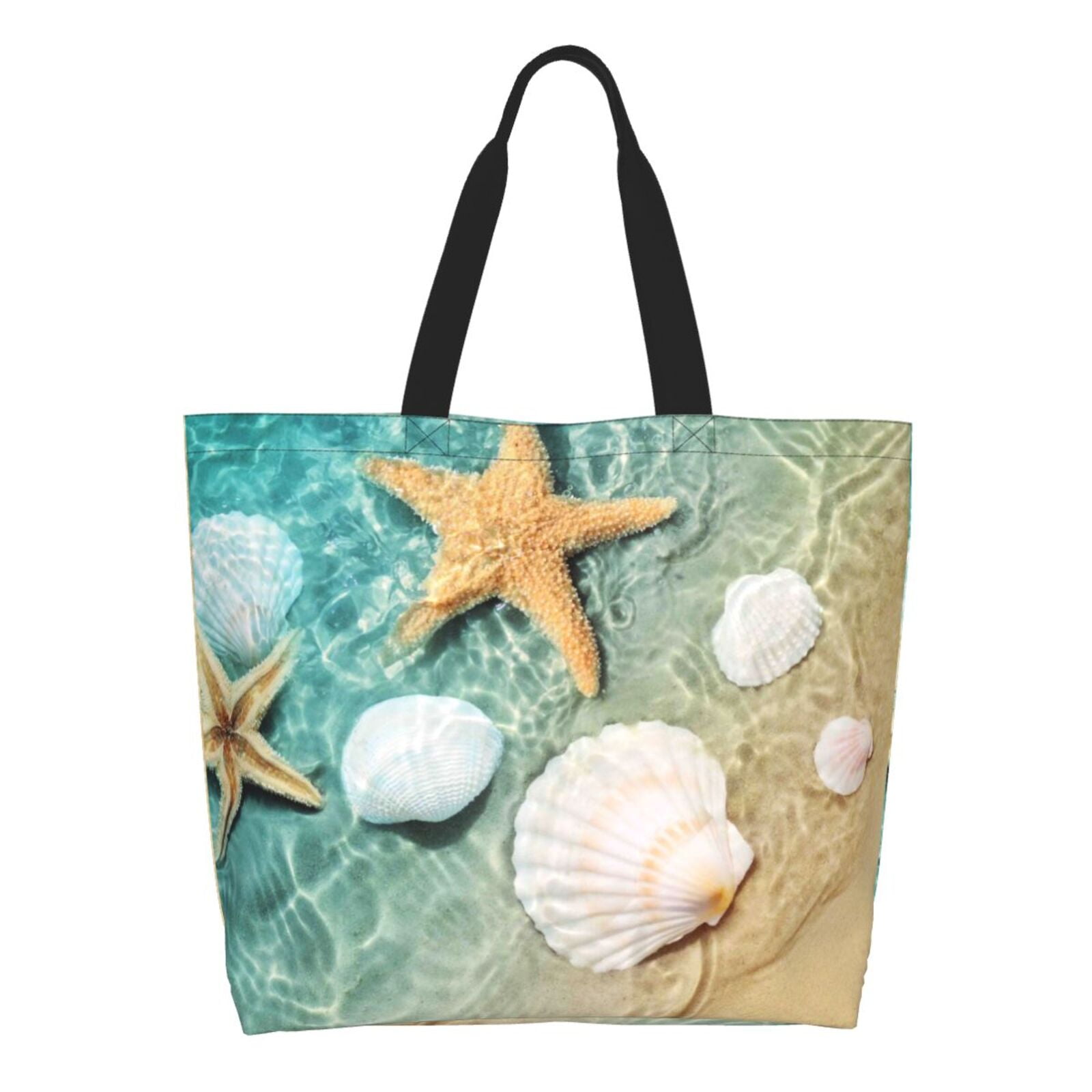 Xecao Starfish And Seashell for Tote Bag for Women, Tote Shoulder Bag with a littlw pocket and ...