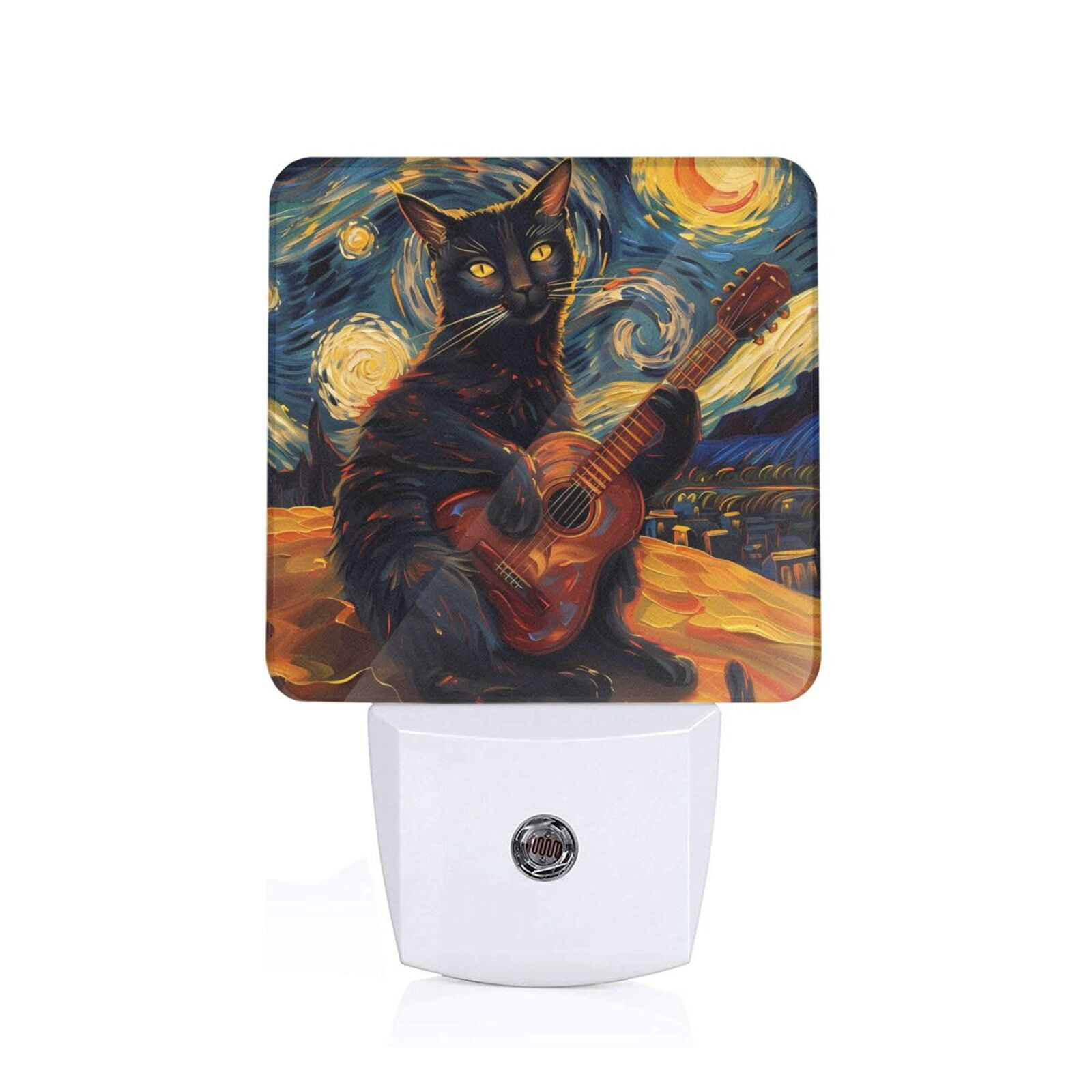 Xecao Starry Night Cat Guitarist for Night Light - a Wall-mounted LED ...