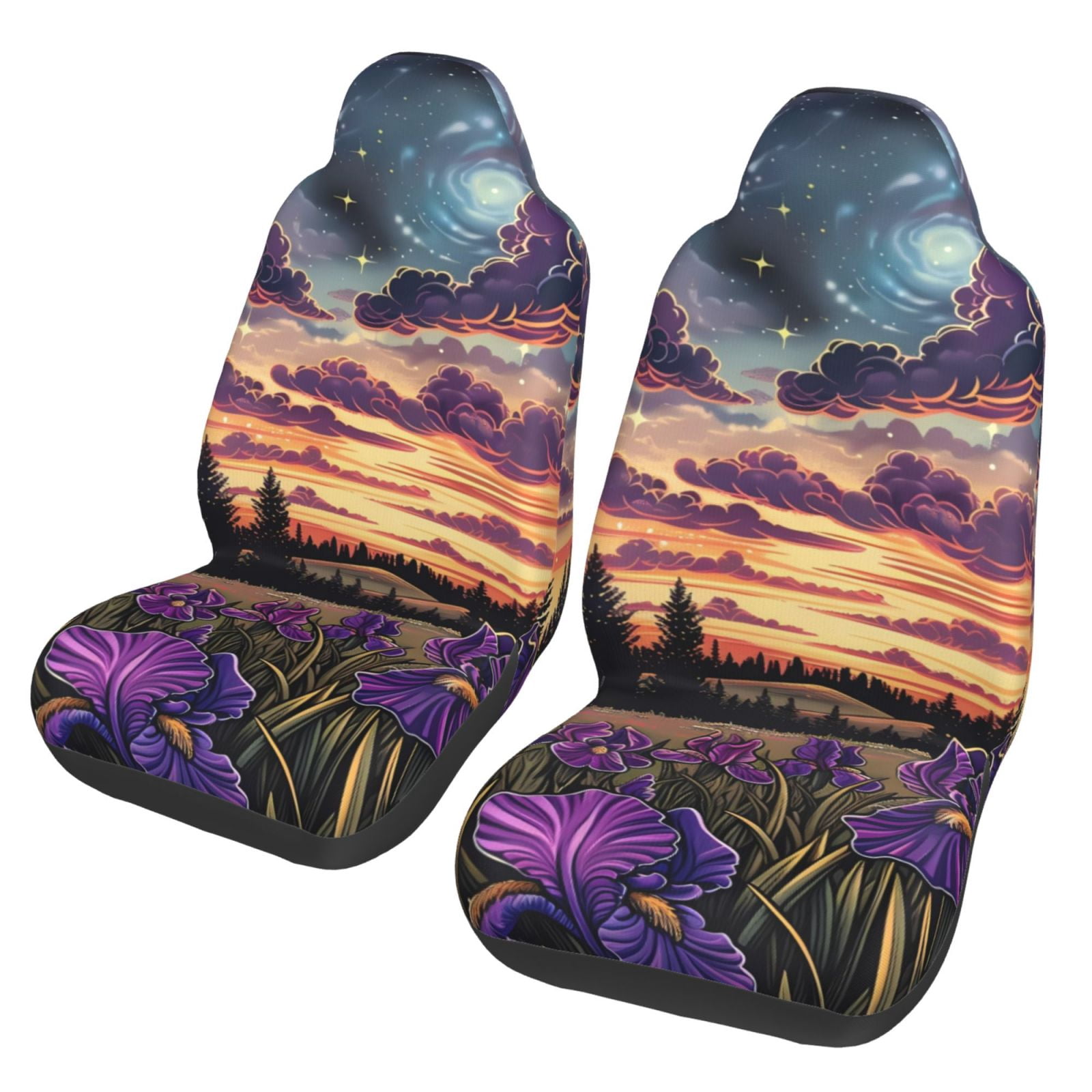 Xecao Starry Night Purple Irises Print Car Seat Cover in That Fits Most ...