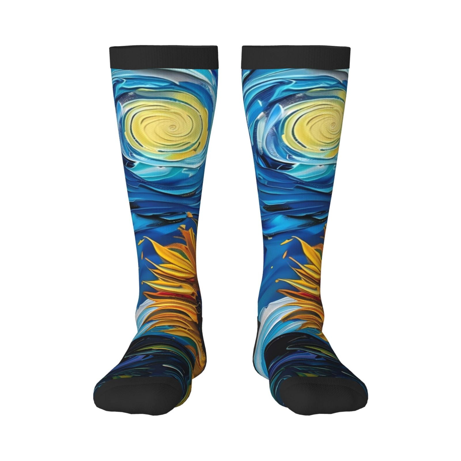 Xecao Starry Night Sunflower Field Print Compression Socks for Both Men ...