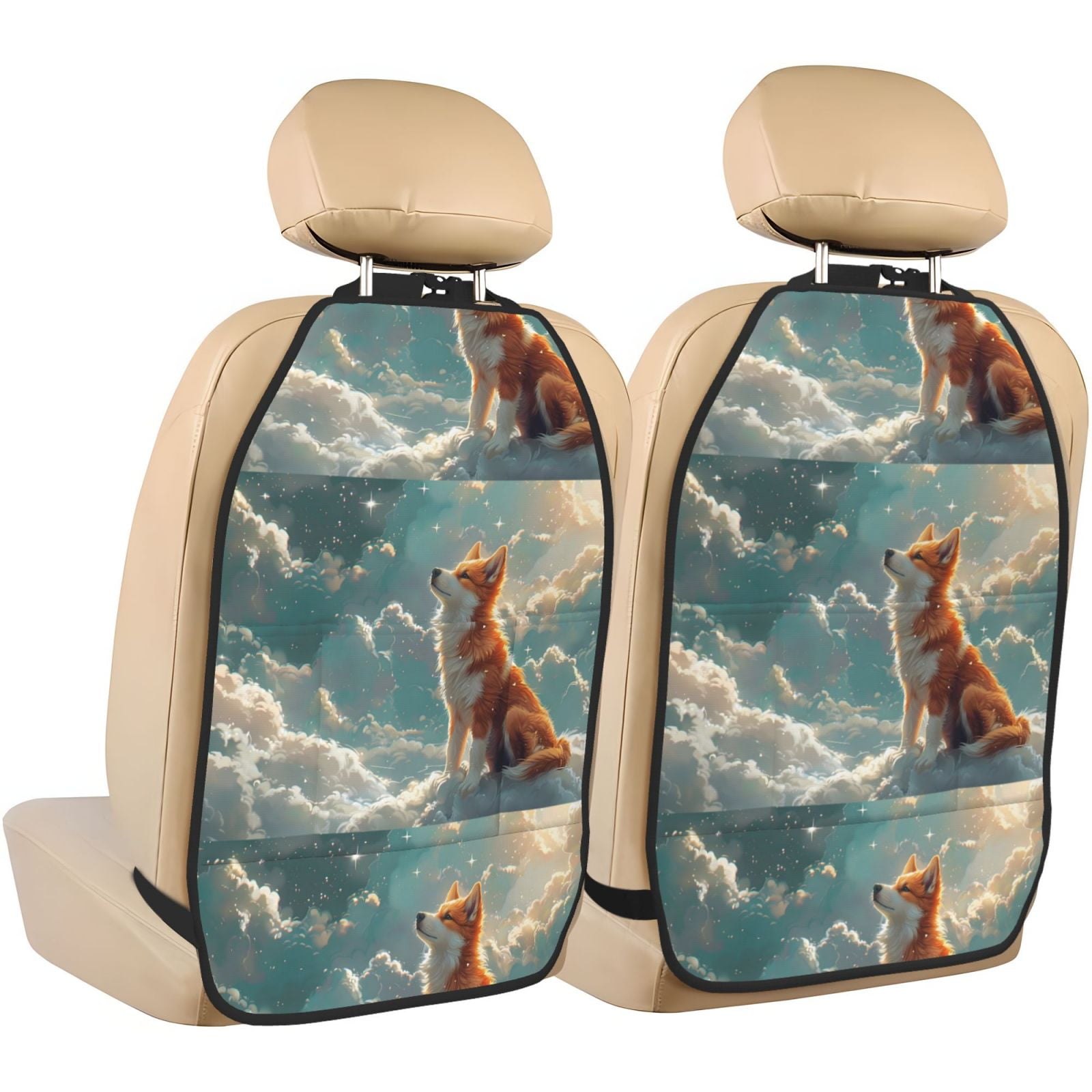 Xecao Starry Sky Cloud Fox Pattern Car Seat Back Protector 2 Pack Large ...