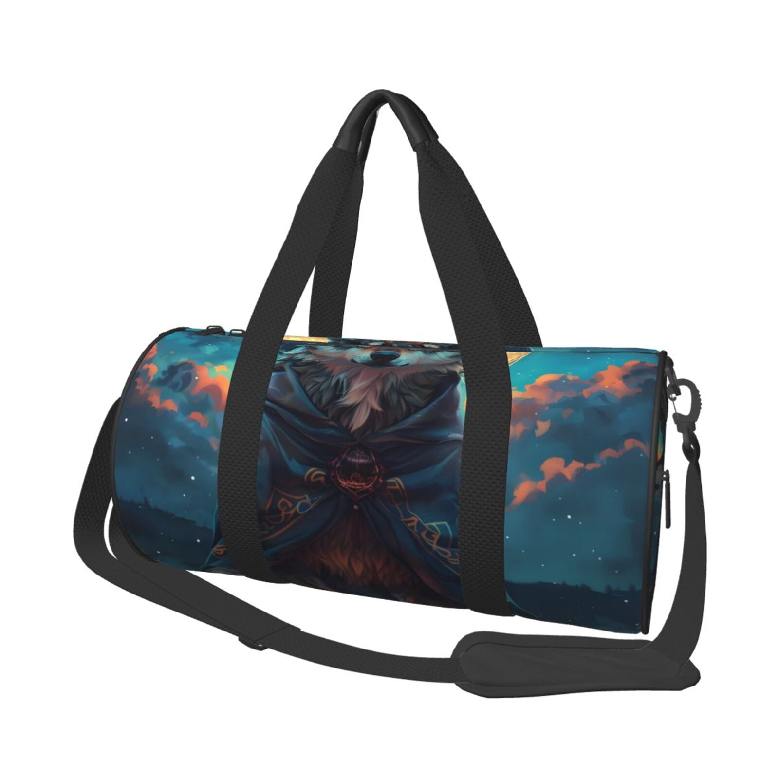 Xecao Starry Sky Moon Wolf Leader Print Travel Duffle Bag, Bag Carry On ...