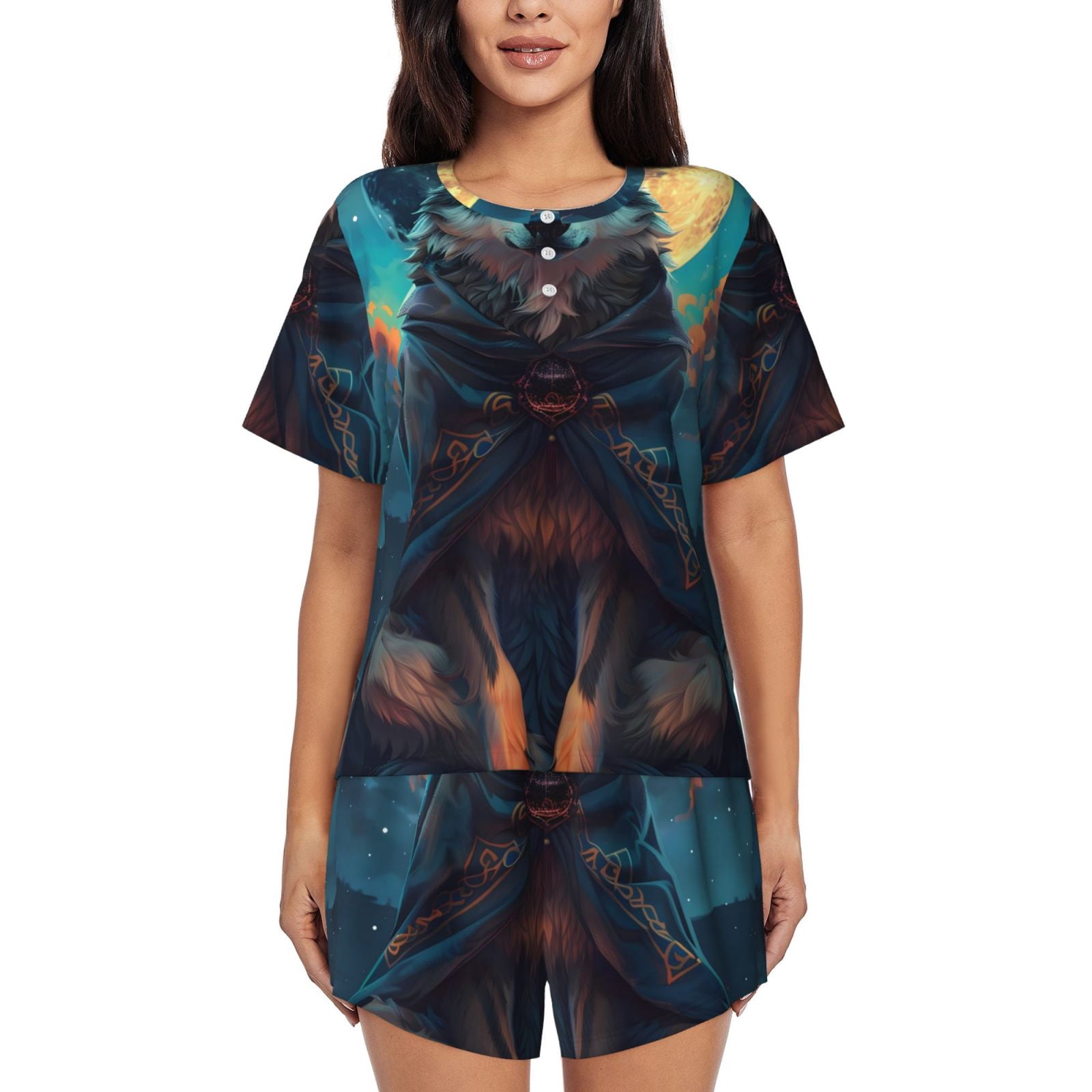 Xecao Starry Sky Moon Wolf Leader print Swimsuit for women, Summer ...