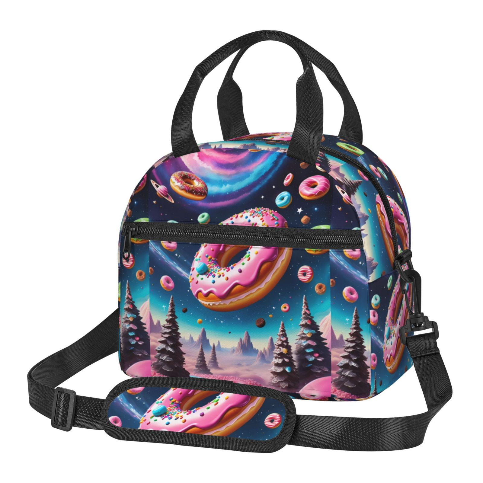 Xecao Starry Sky Pine Tree Donut Print Insulated Lunch Box, Lunch Cags ...
