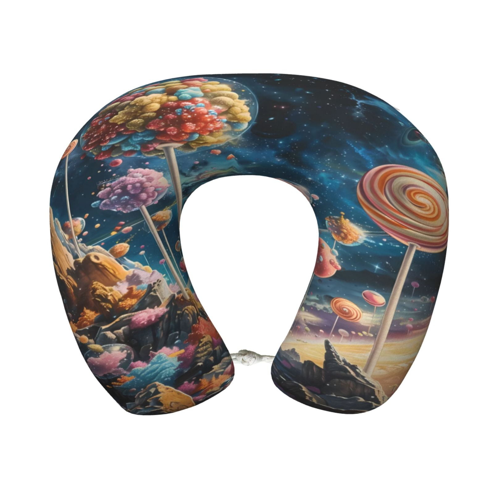 Xecao Starry Sky Planet Lollipop Print Memory Foam Cervical Neck Pillow ...