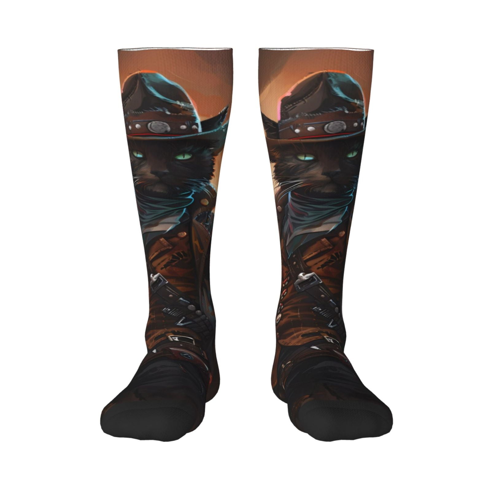 Xecao Steampunk Cowboy Cat Print Compression Socks for Both Men And ...