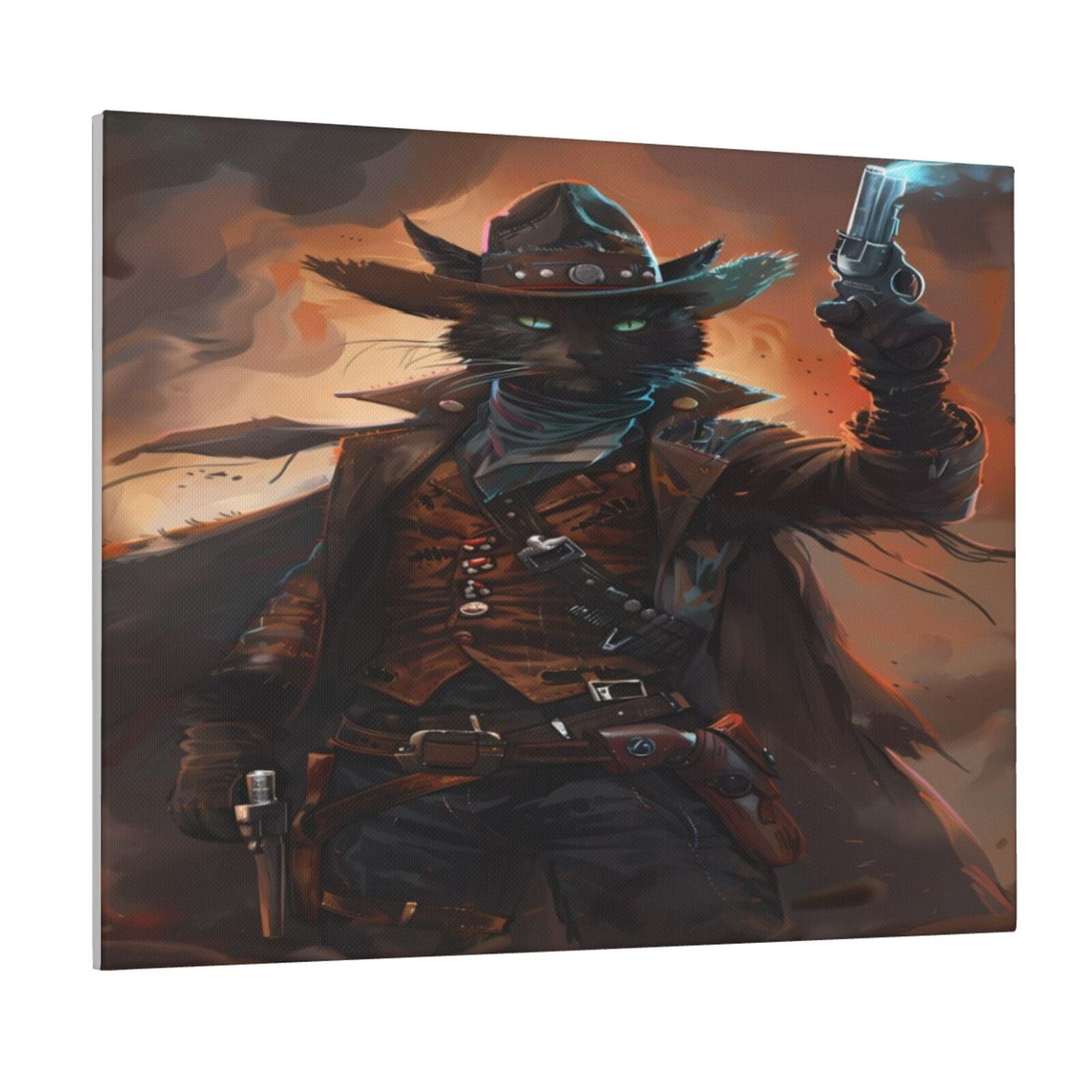 Xecao Steampunk Cowboy Cat for Waterproof Framed Canvas Art - Modern ...