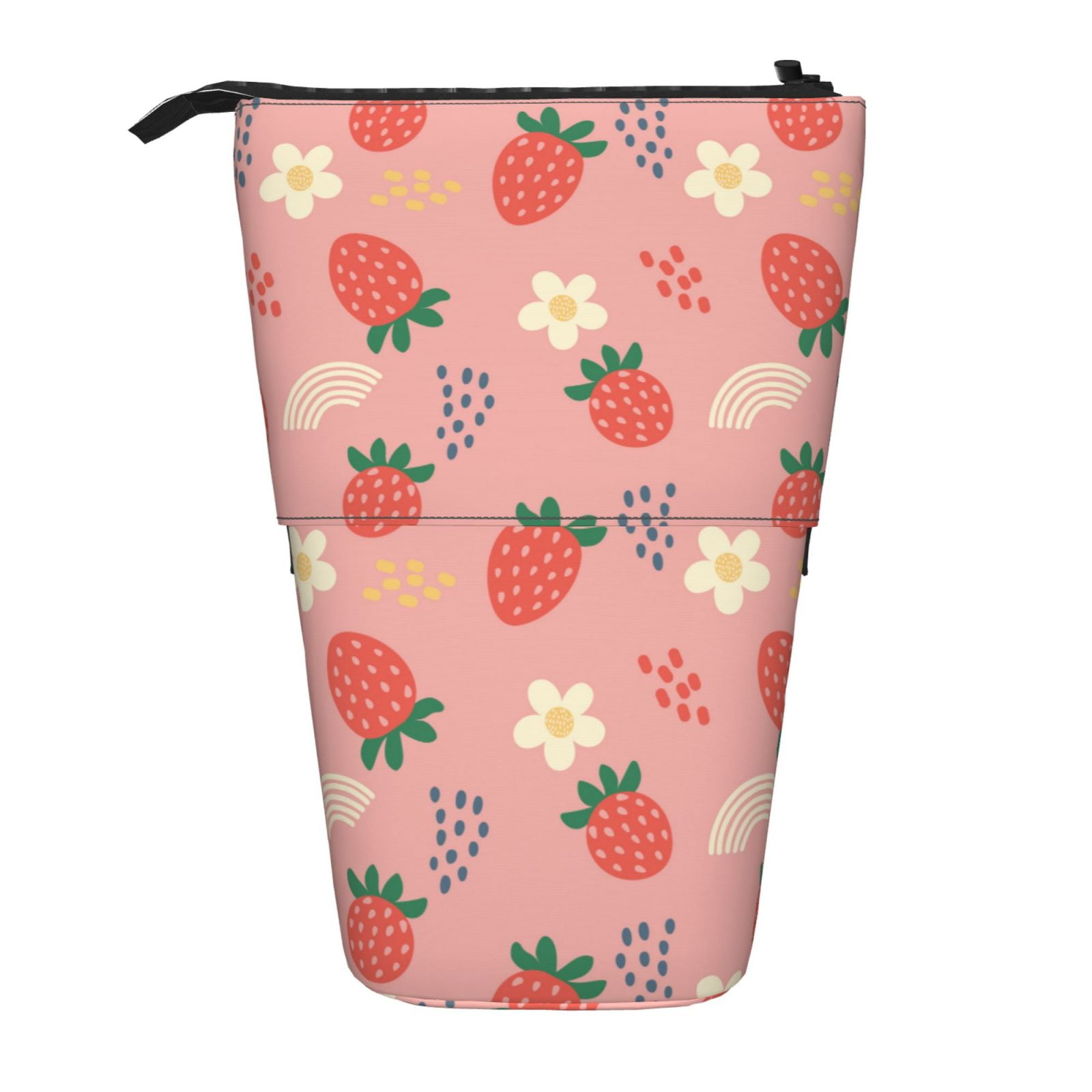 Xecao Strawberry Floral Print Telescopic Pencil Bag Pen Holder Pop Up ...