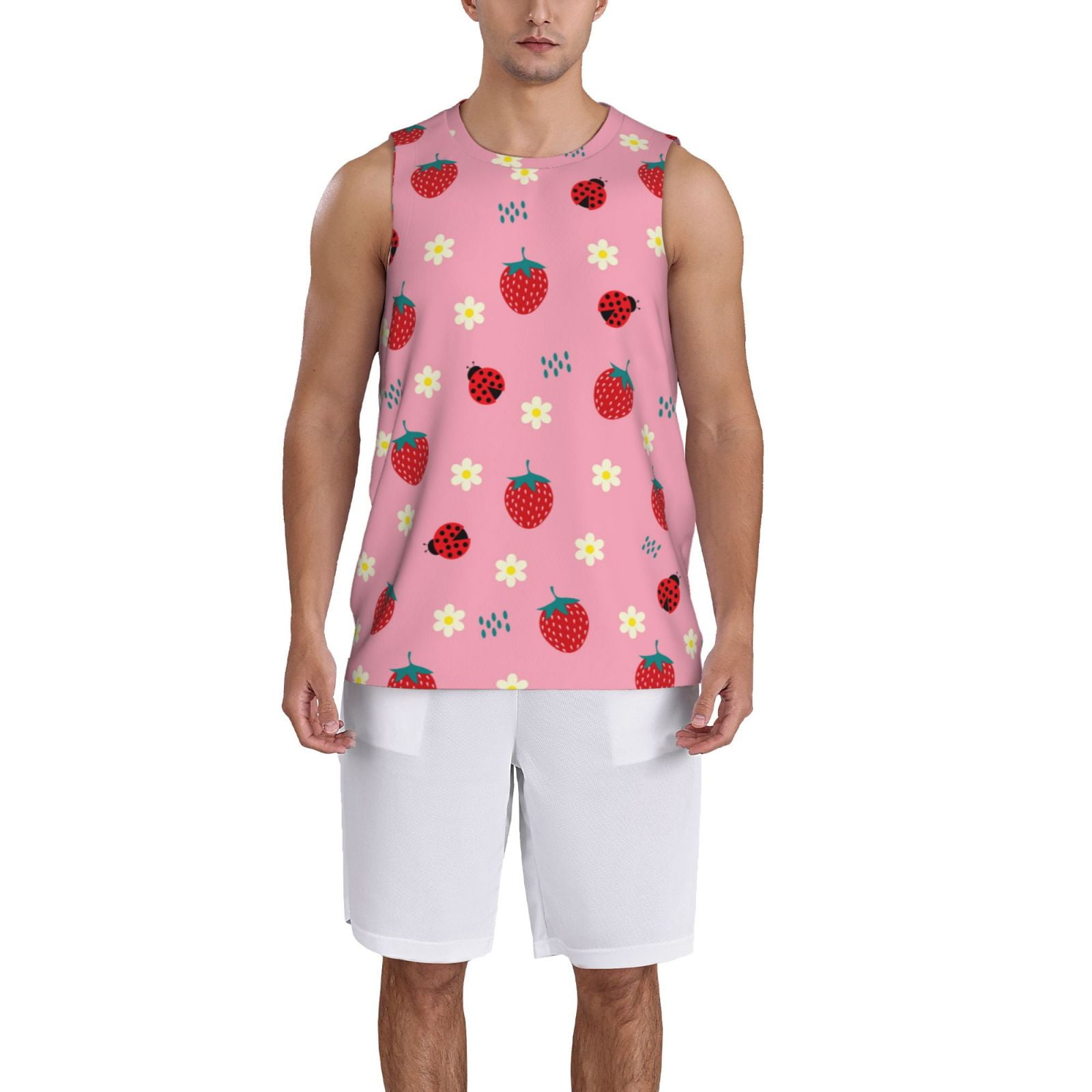 Xecao Strawberry and Ladybugs print basketball shirt for both men and ...