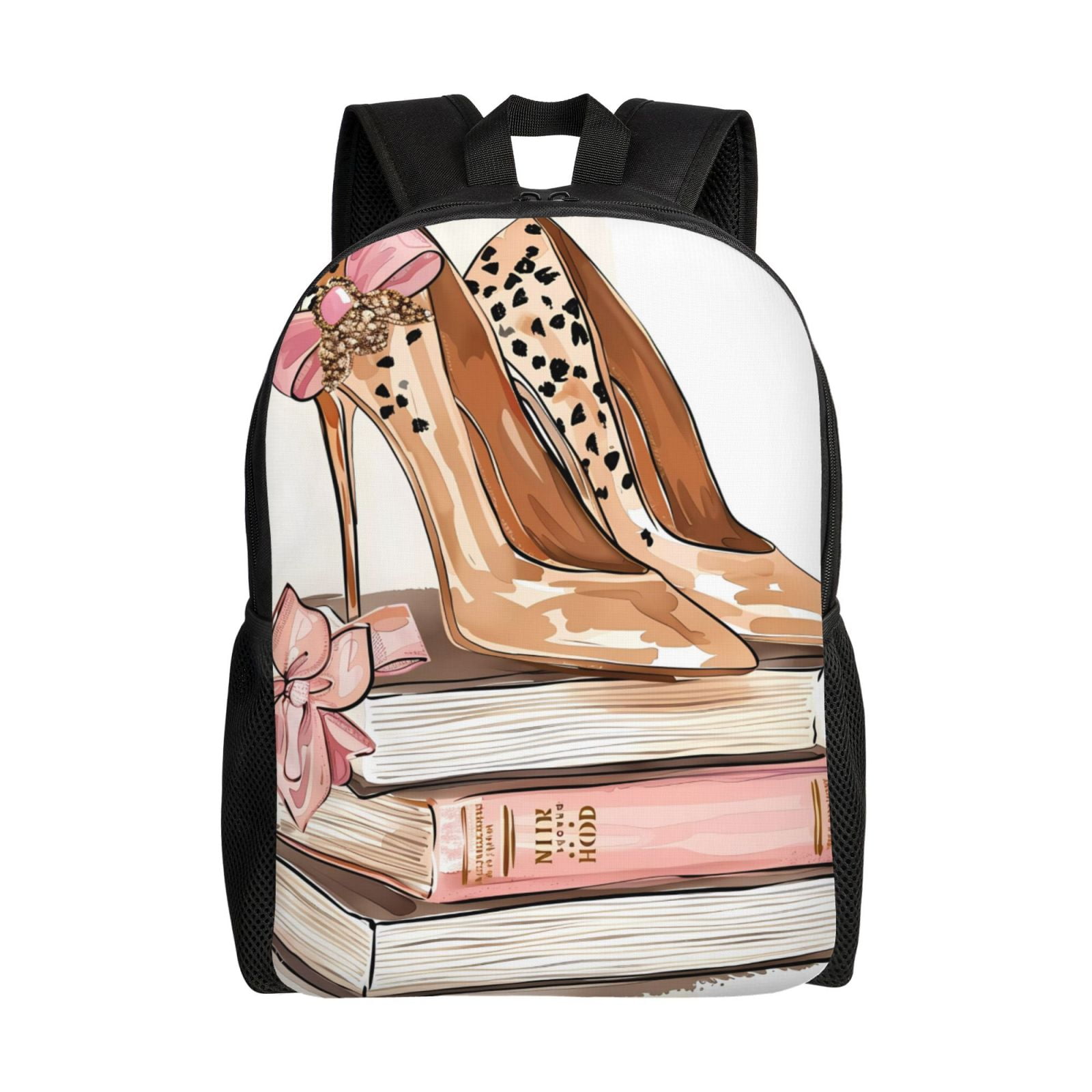 Xecao Stylish High Heels On Books Print School Backpack with Laptop ...