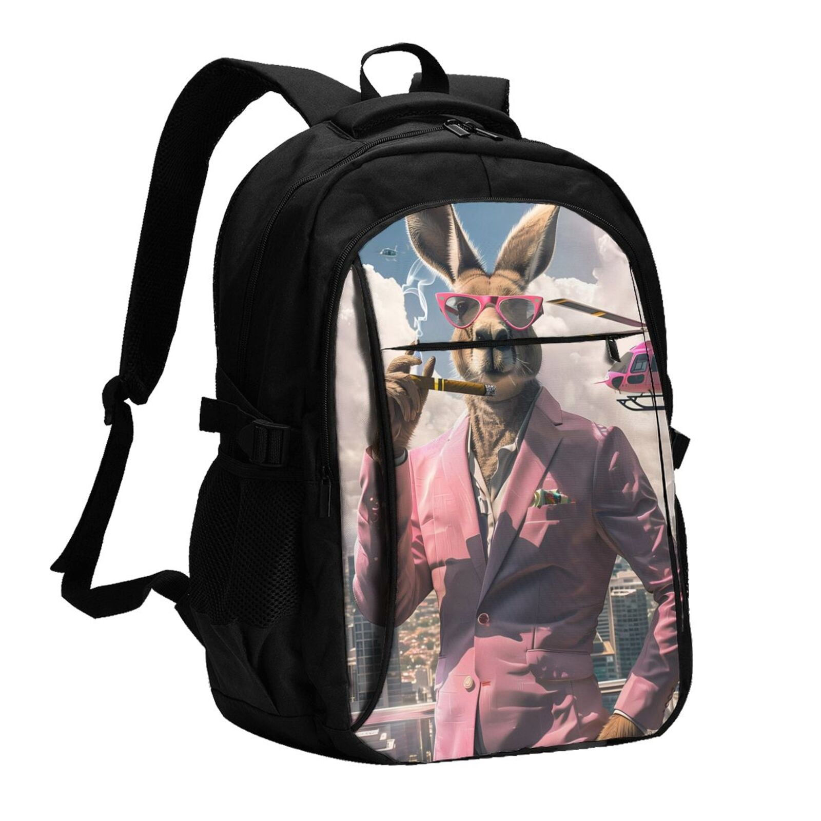 Xecao Stylish Kangaroo In Suit for Travel Laptop Backpack, USB-Charging ...