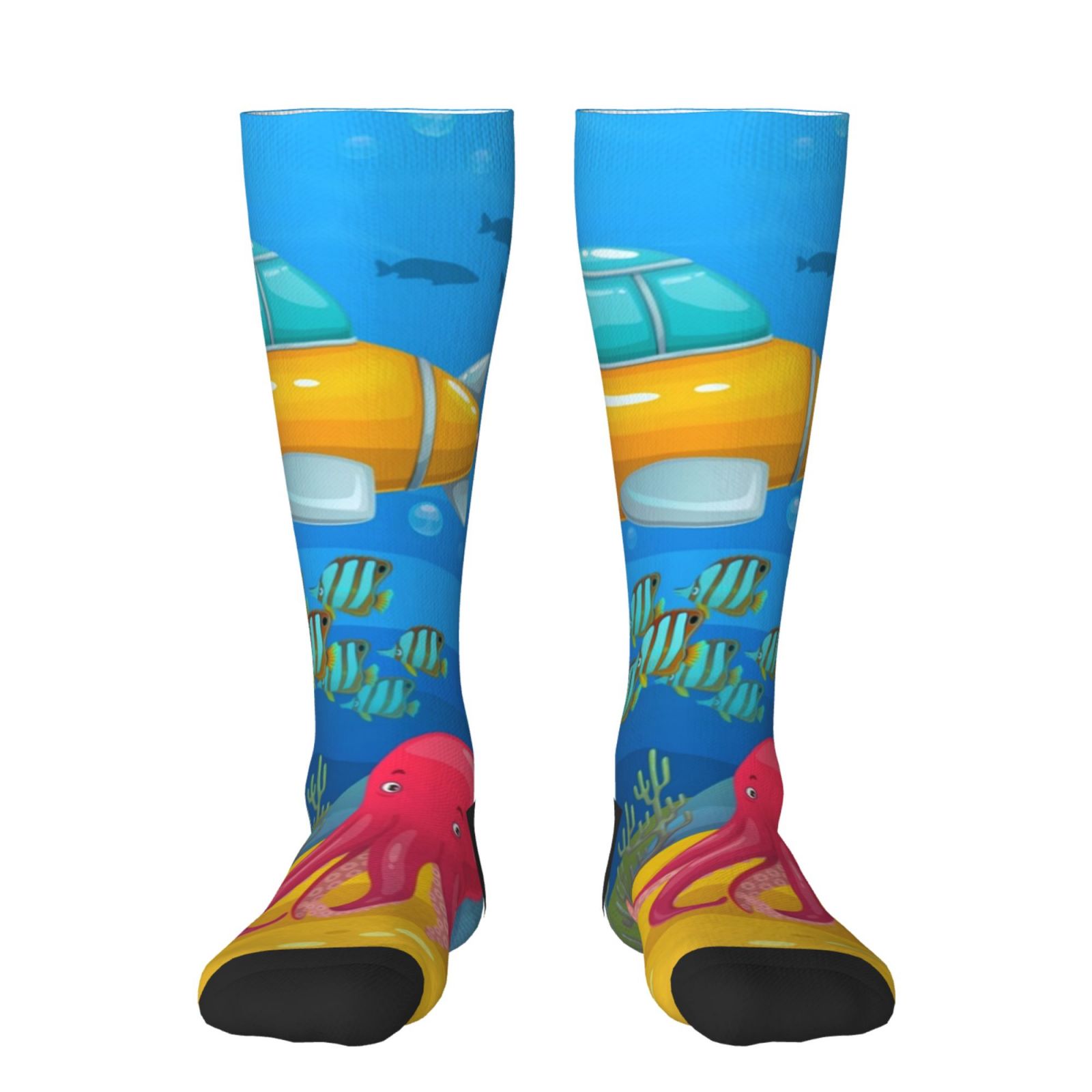 Xecao Submarine And Landscape Print Compression Socks for Both Men And ...