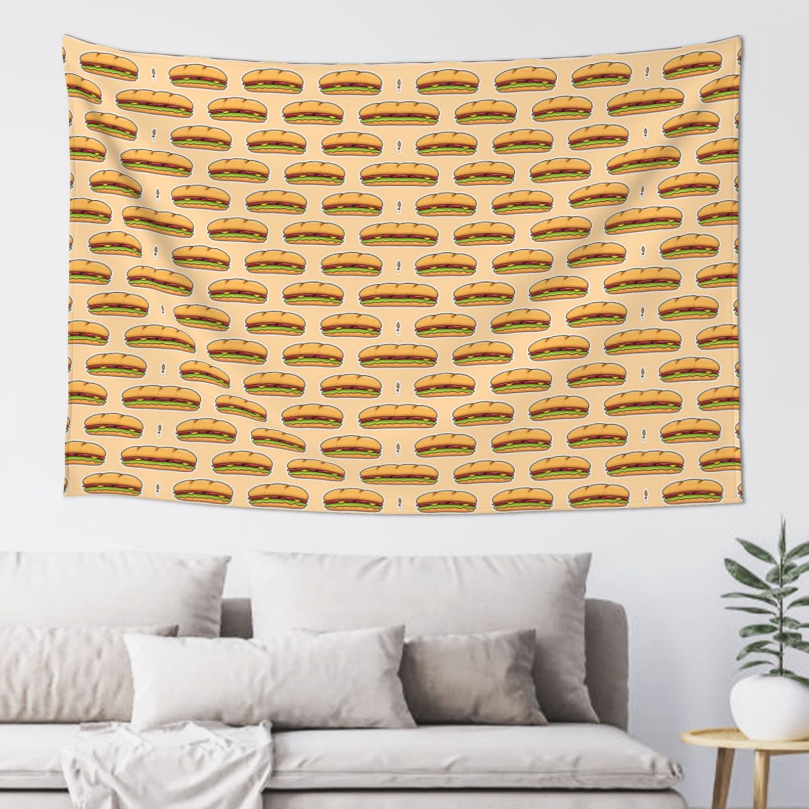 Xecao Submarine Sub Sandwich Print Tapestry, Wall Hanging Room Funny ...