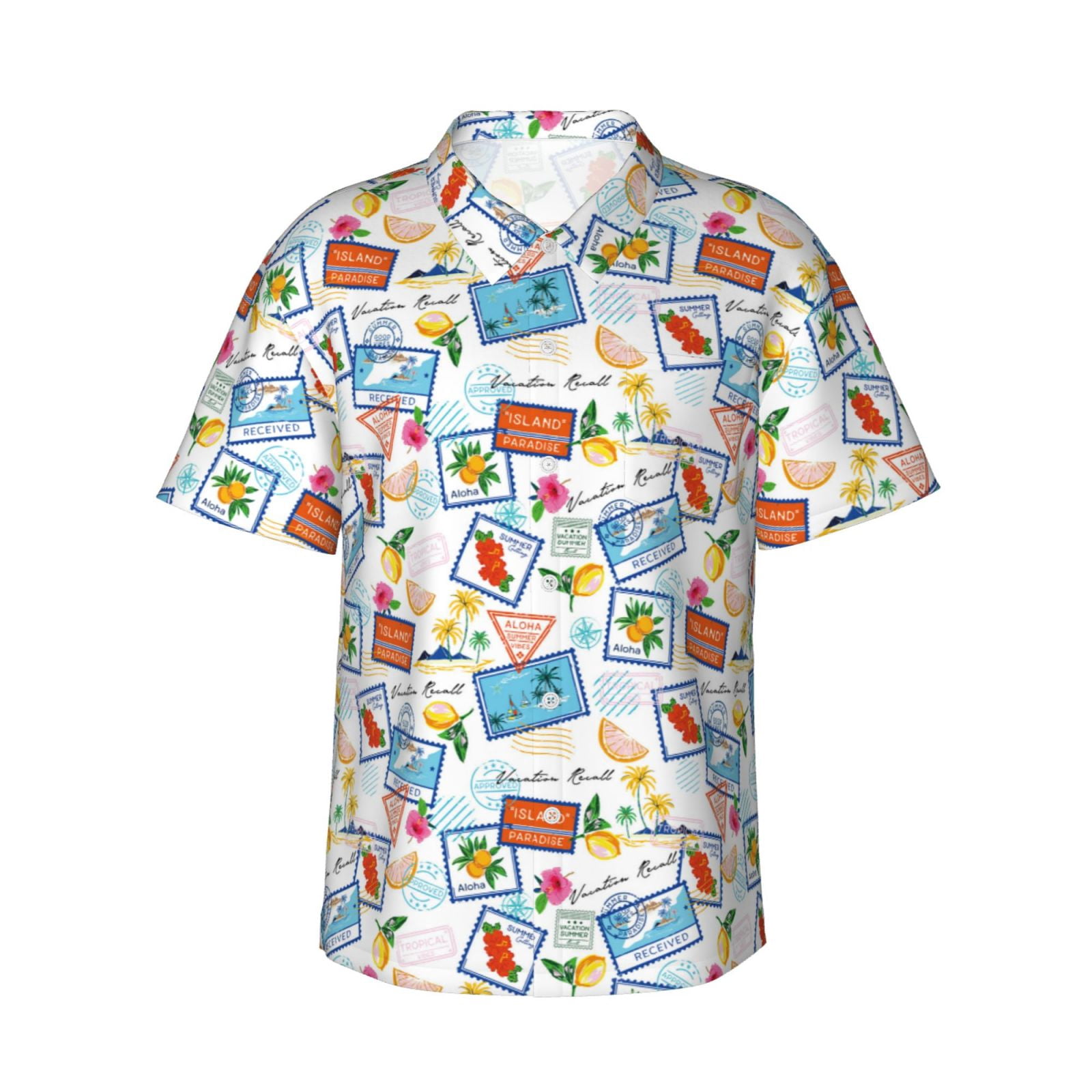 Xecao Summer Stamp print Hawaiian shirt - a stylish short-sleeve button ...