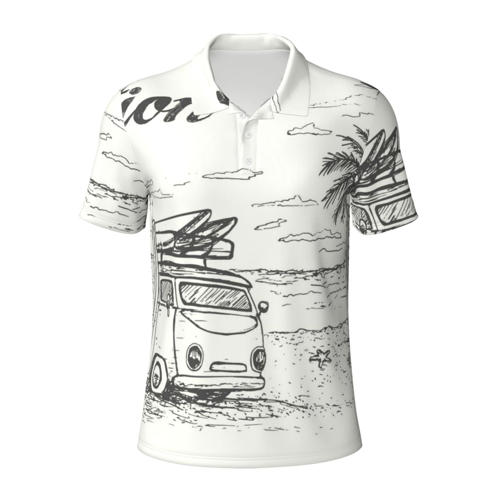 Xecao Summer Vacation Scene With Camping Van for Mens' Casual Short ...